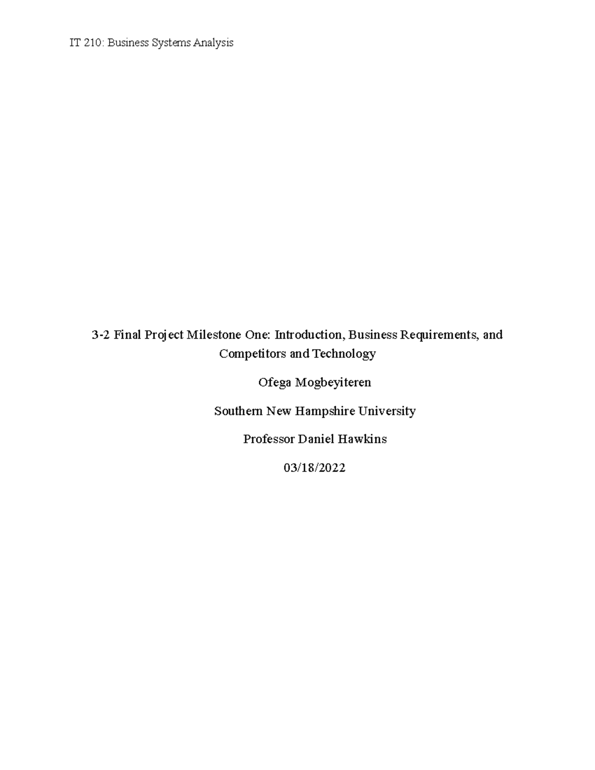 IT 210 Final Project Templat 1 - 3-2 Final Project Milestone One ...