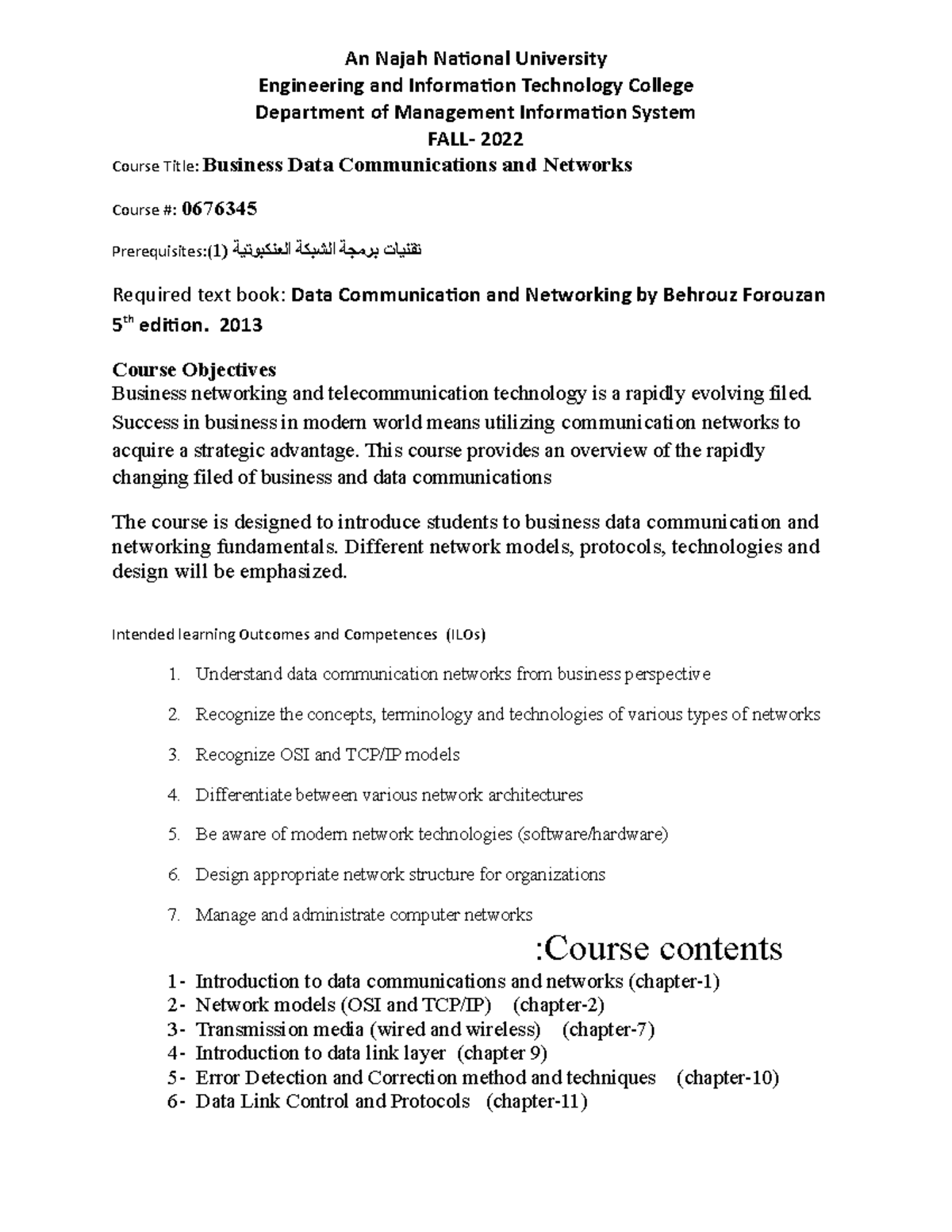 Data-networks-outlines - An Najah National University Engineering and ...
