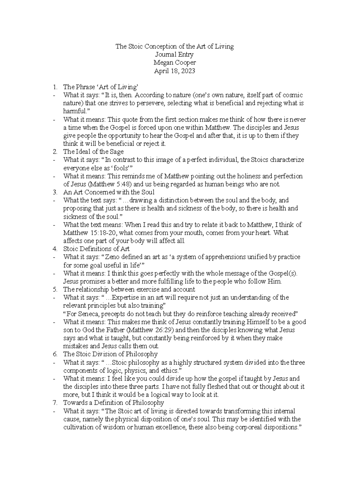 The Stoic Conception of the Art of Living - According to nature (one’s ...