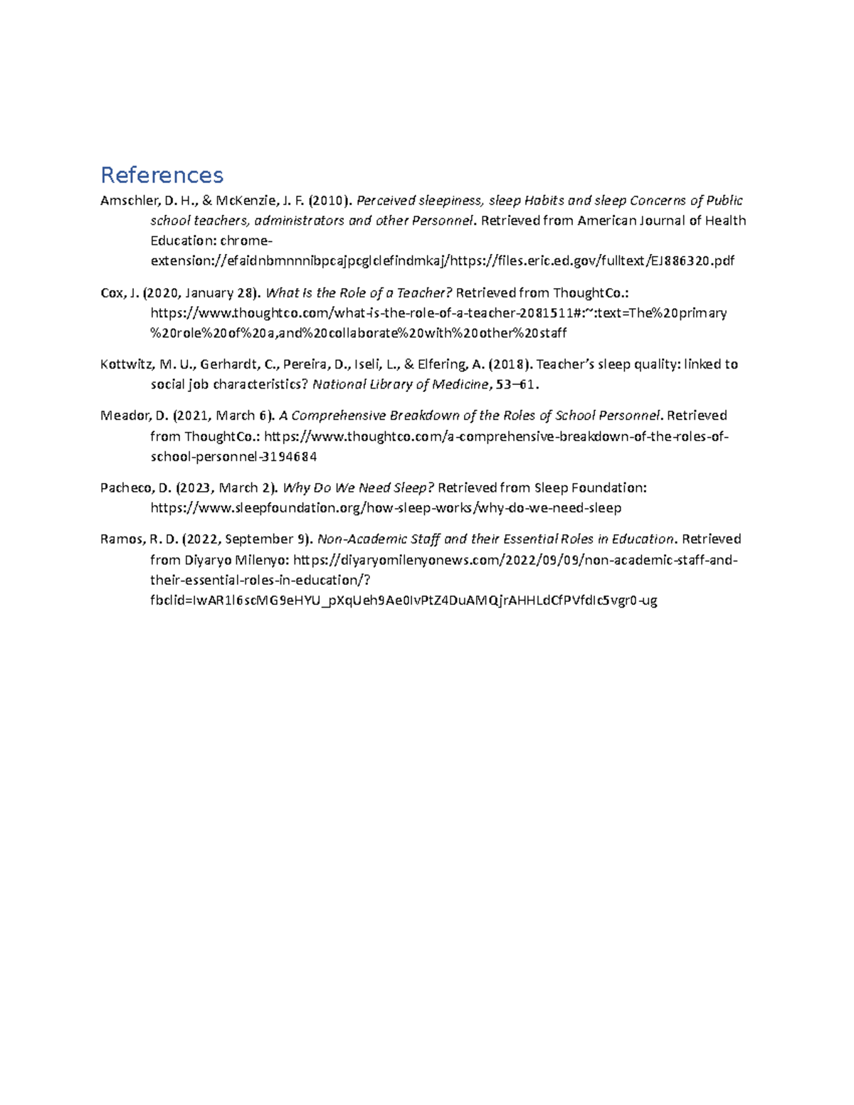 Reference - References Amschler, D. H., & McKenzie, J. F. (2010 ...