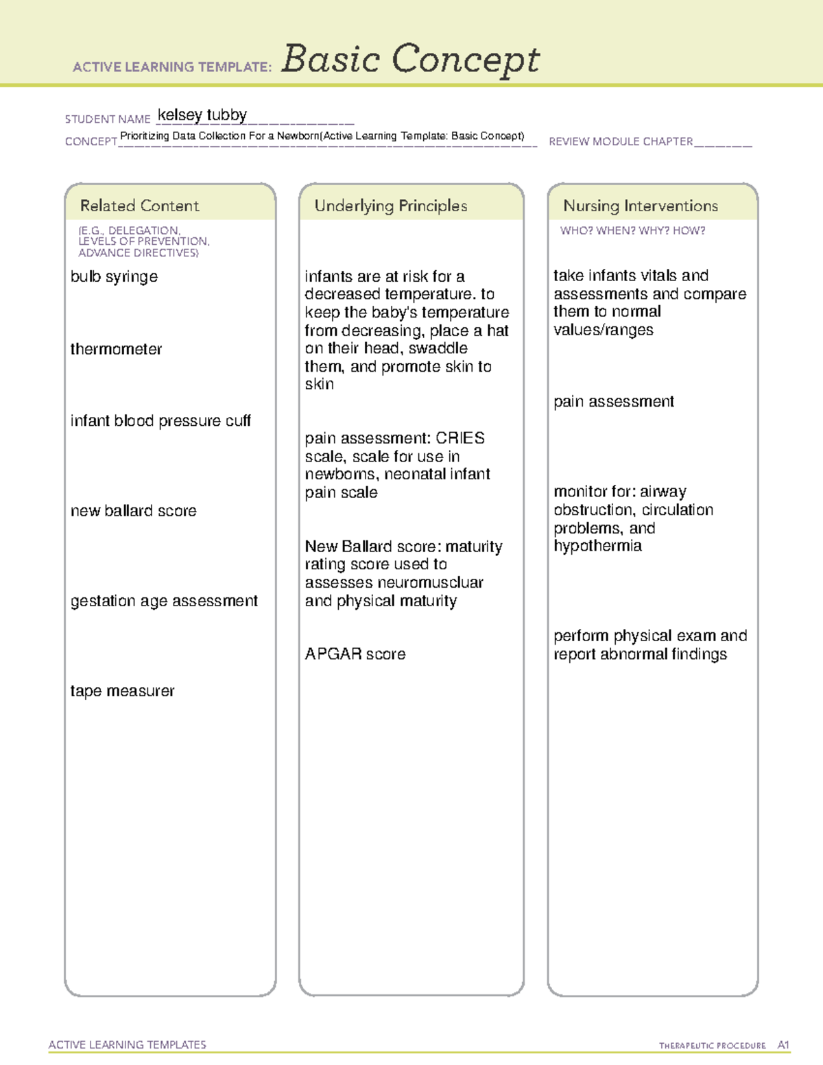 TR13- prioritizing data collection for a newborn - HIS 200 - ACTIVE ...