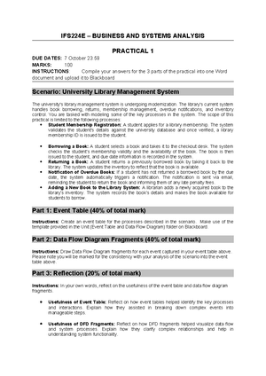 Tutorial practical 2 - IFS224E – BUSINESS AND SYSTEMS ANALYSIS TUTORIAL ...