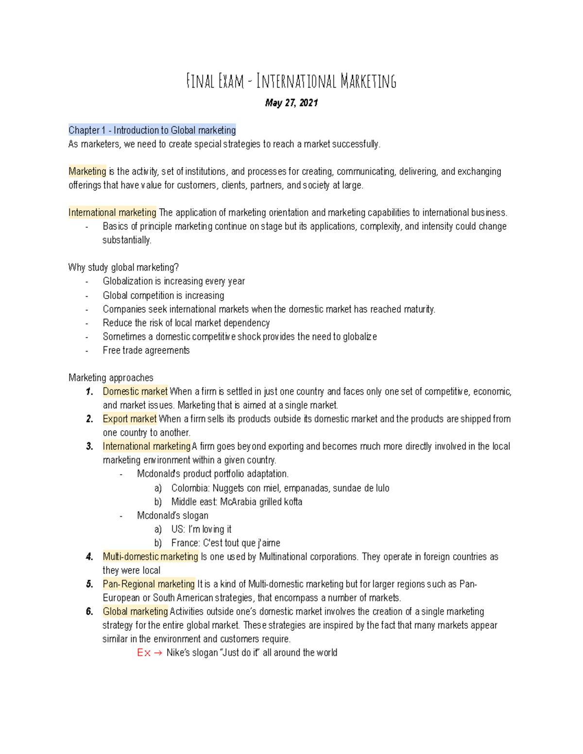 Final Exam - Prácticas de examen - Final Exam - International Marketing ...