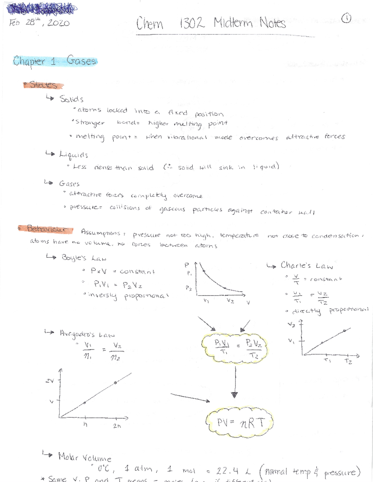 1302 Midterm Study Notes 2019 - chem 1302 - Studocu