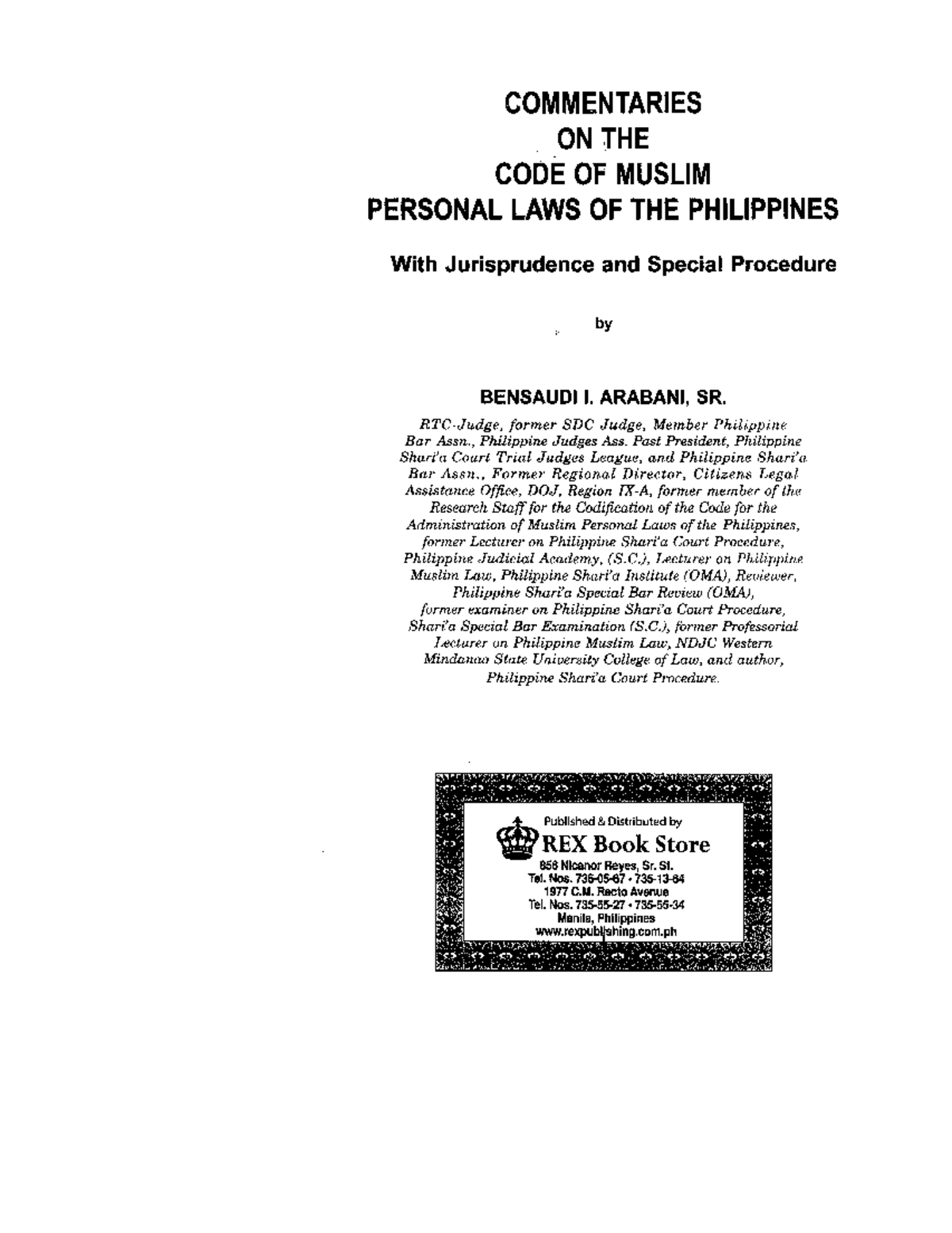 Commentaries on the Code of Muslim Personal Laws of the Philippines by ...