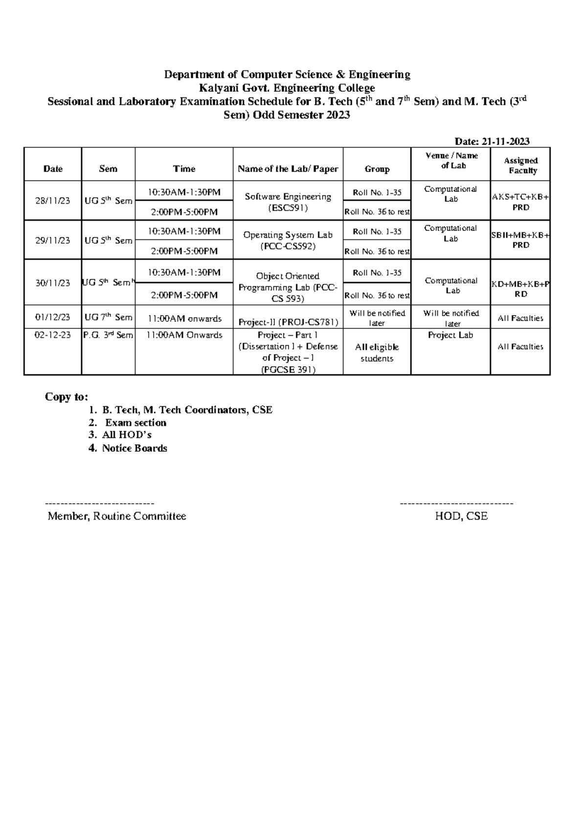 3rd-5th-7th sem Lab Routine-B.Tech Mtech Odd Sem 2023 - Department of ...