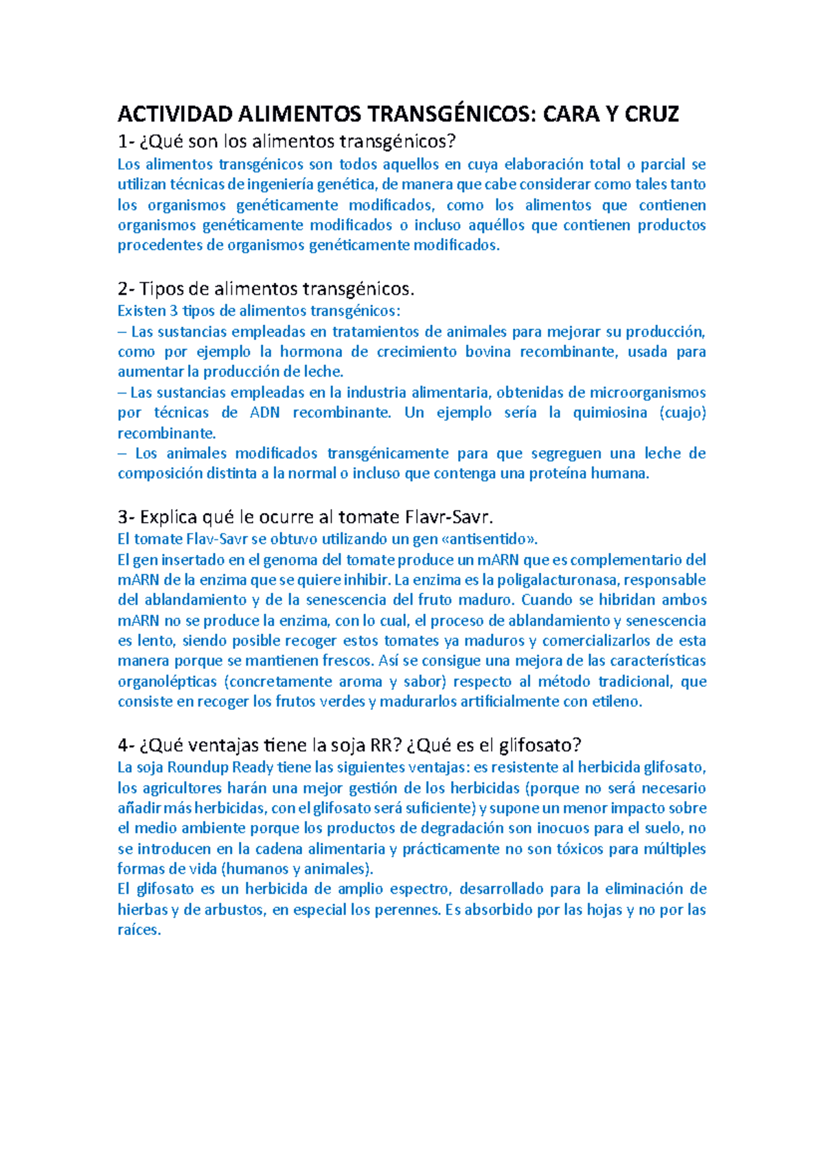 Actividad alimentos transgénicos - Sonia Gual Escrig - ACTIVIDAD ...