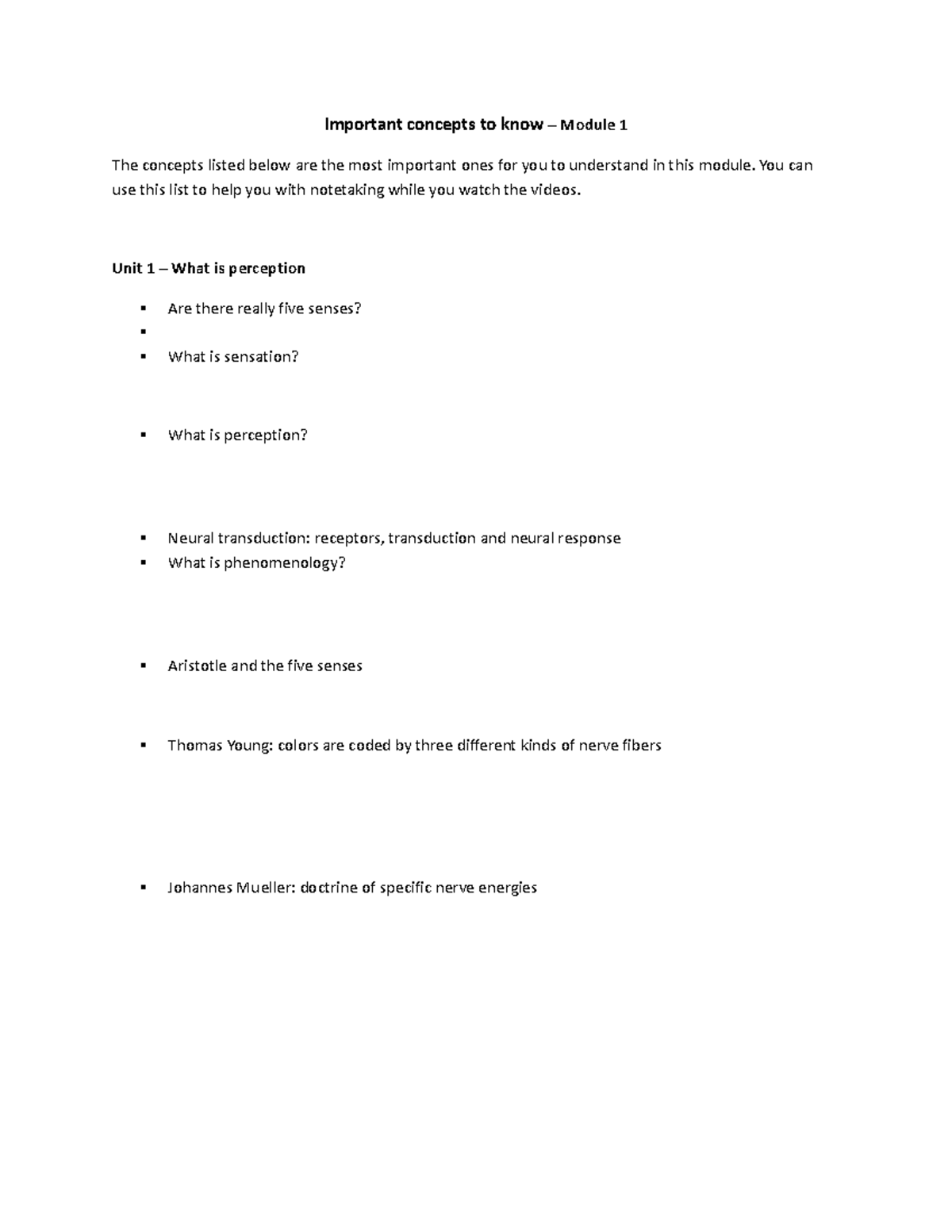 Module 1 study Guide copy - Important concepts to know – Module 1 The ...