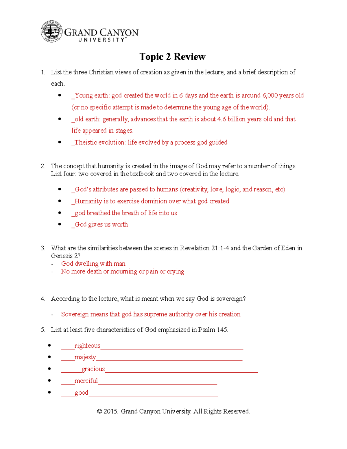 02. Topic 2 Review - Topic 2 Review List the three Christian views of ...