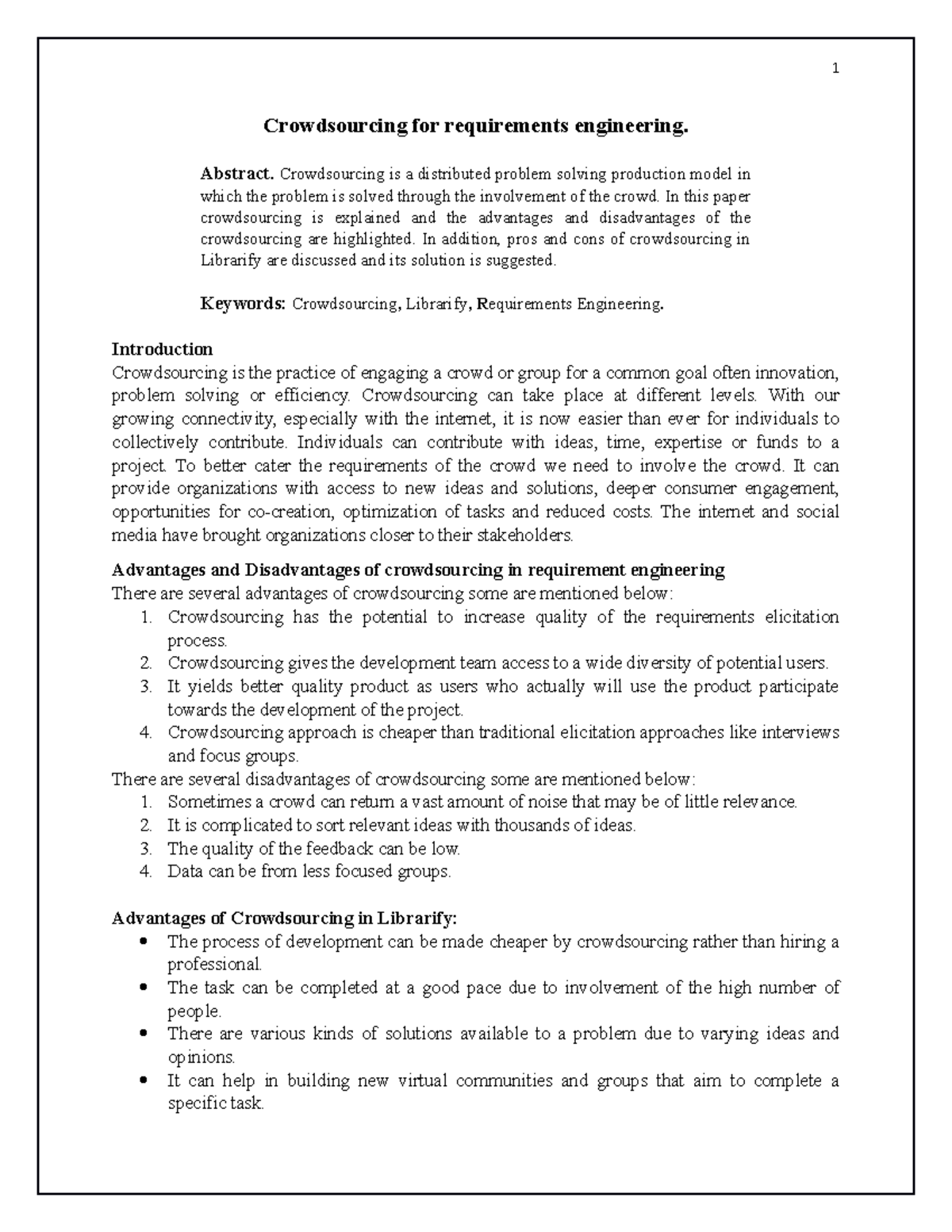Lecture notes, lectures Crowdsourcing for requirements engineering - 1 ...