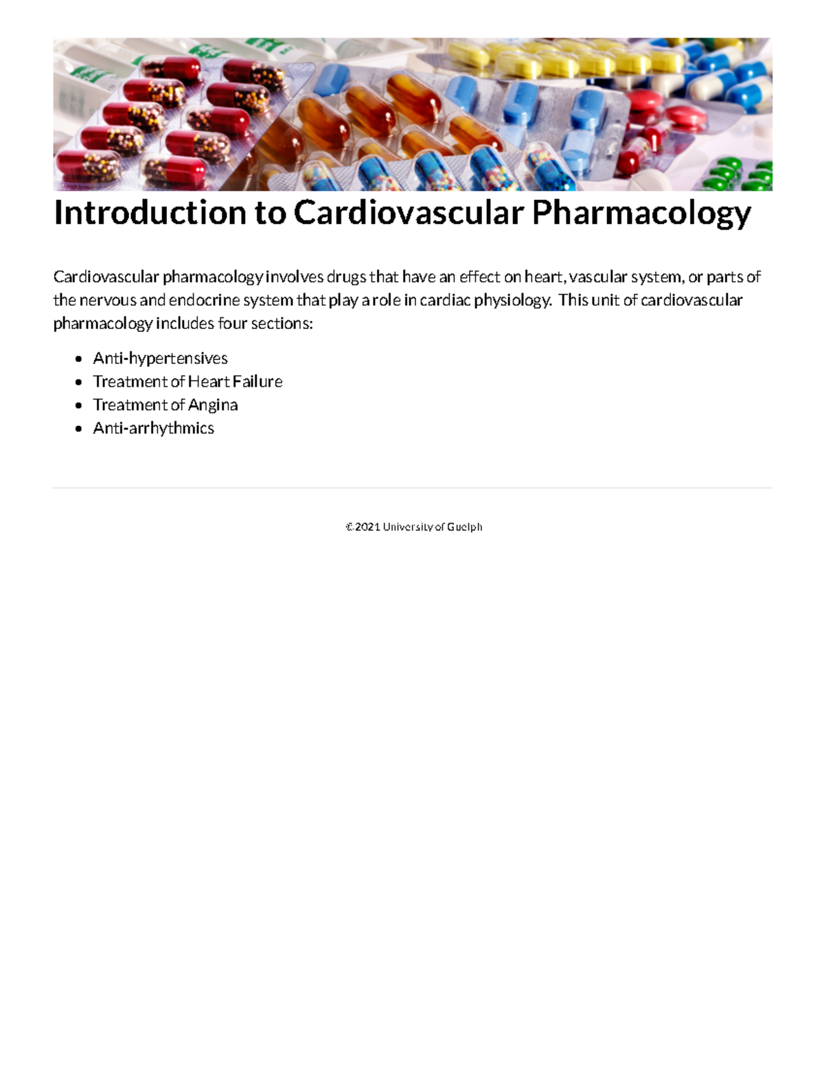 Unit 4 Cardiovascular Pharmacology - Cardiovascular pharmacology ...