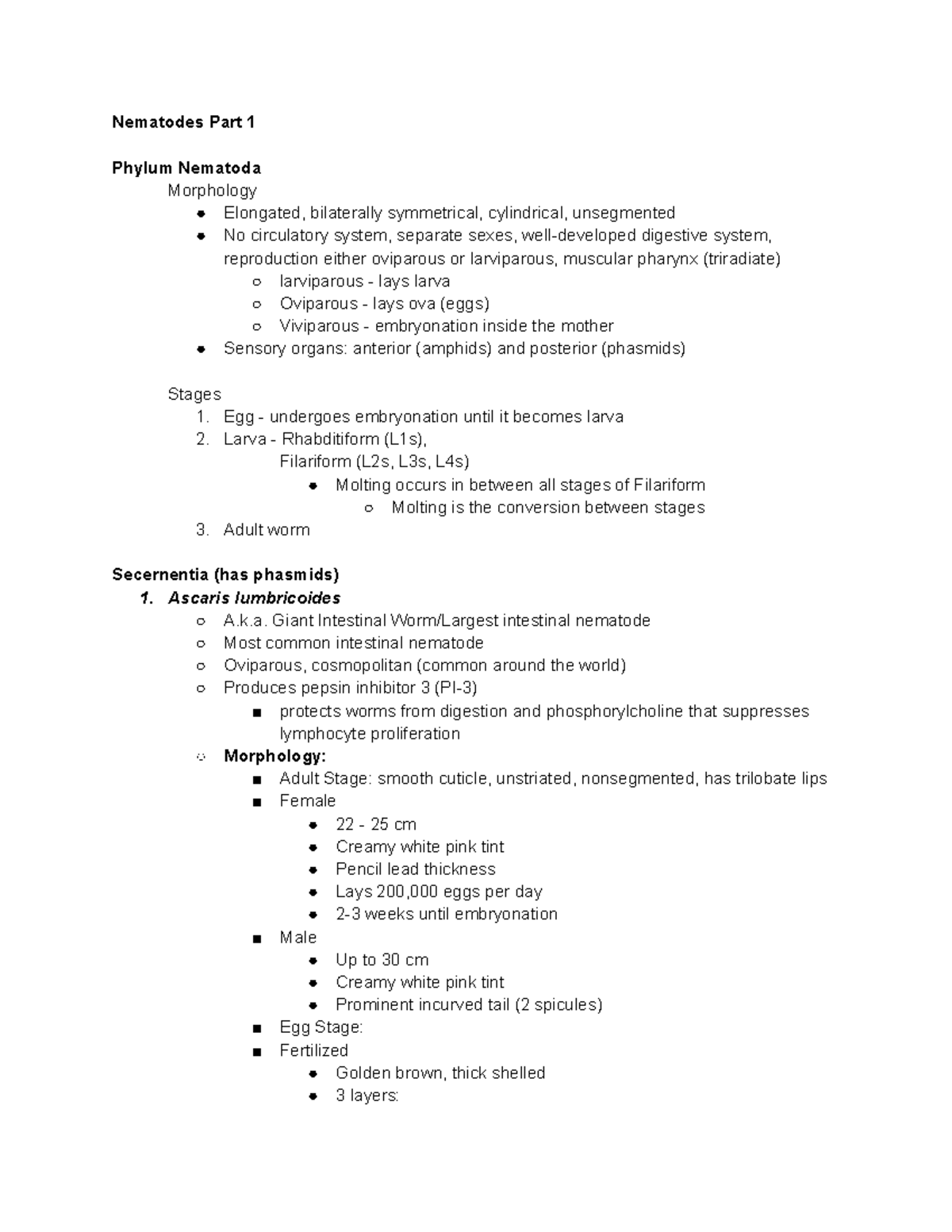 Para Nematode Trans Part 1 Nematodes Part 1 Phylum Nematoda Morphology Elongated Bilaterally