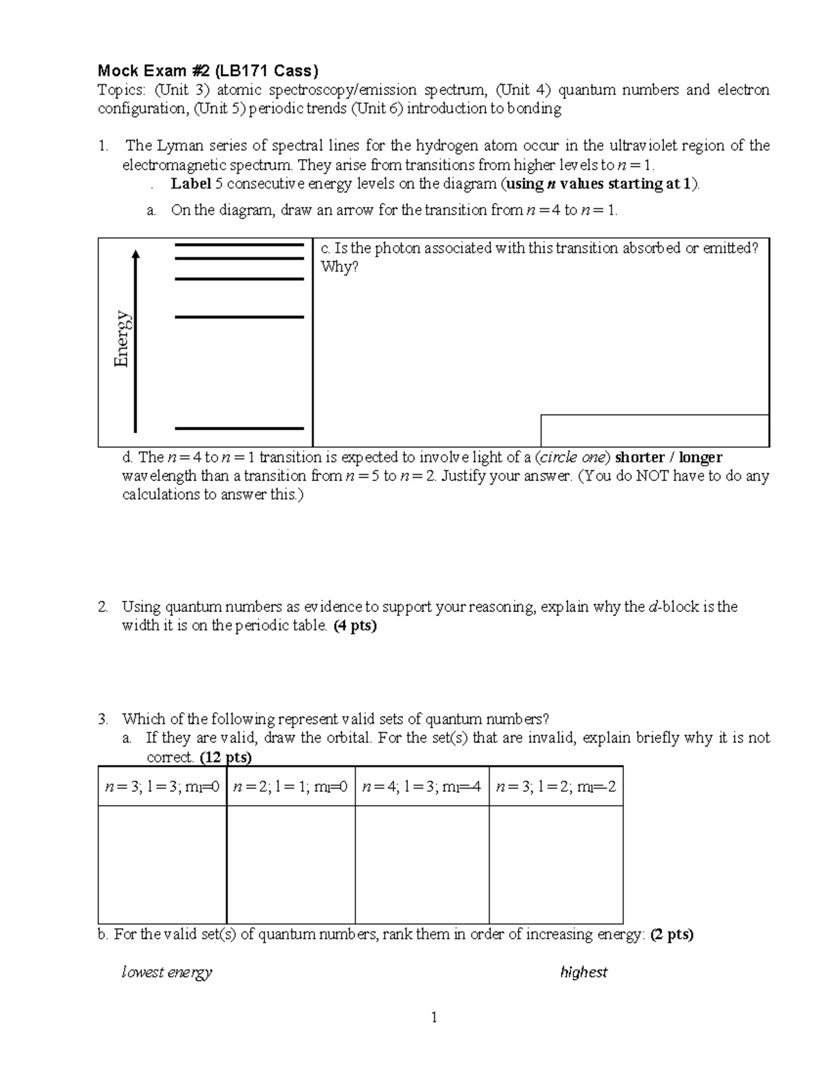Mock Exam #2 F23 - Mock exam for exam 2 - Mock Exam #2 (LB171 Cass ...