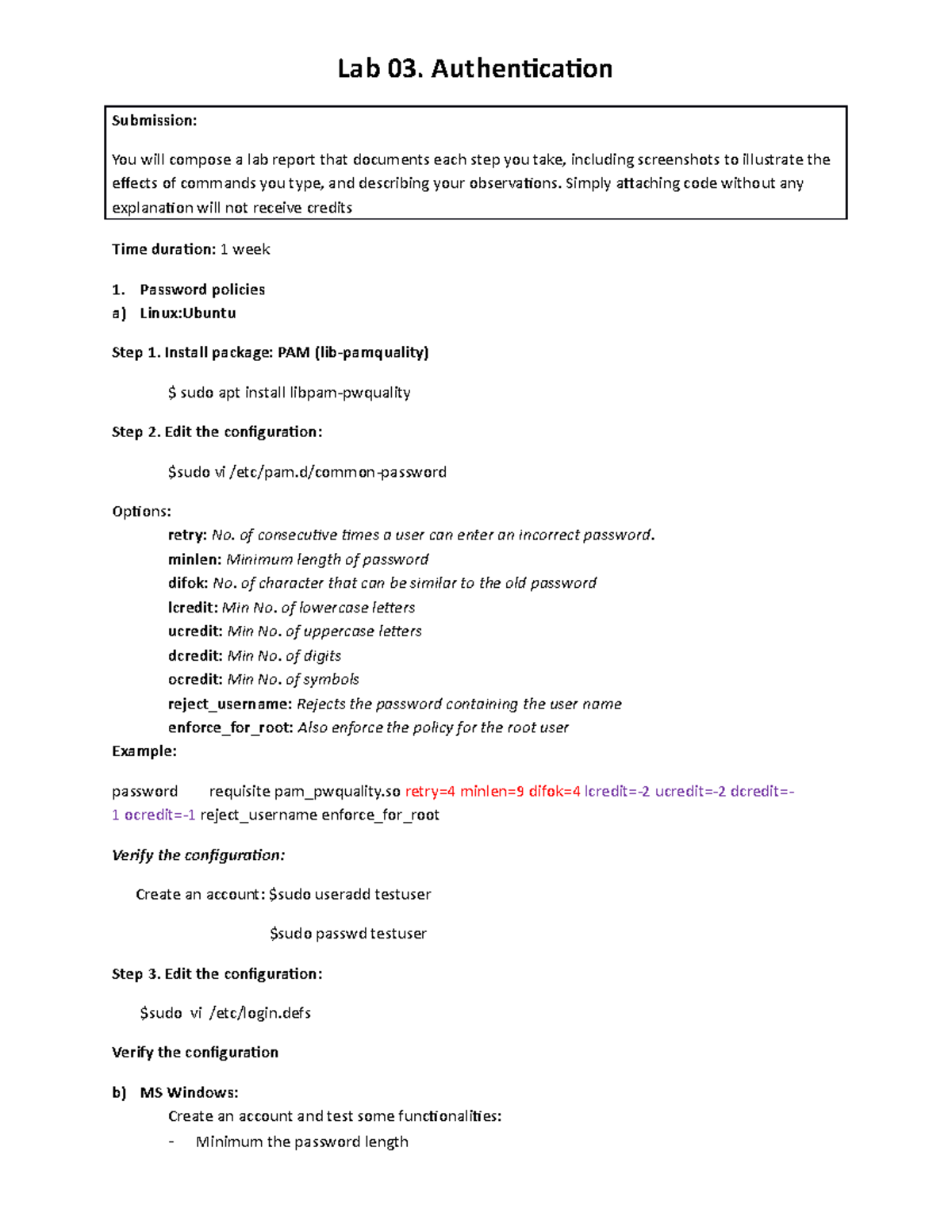 Lab 3. Authentication - ATTT - Lab 03. Authentication Submission: You ...