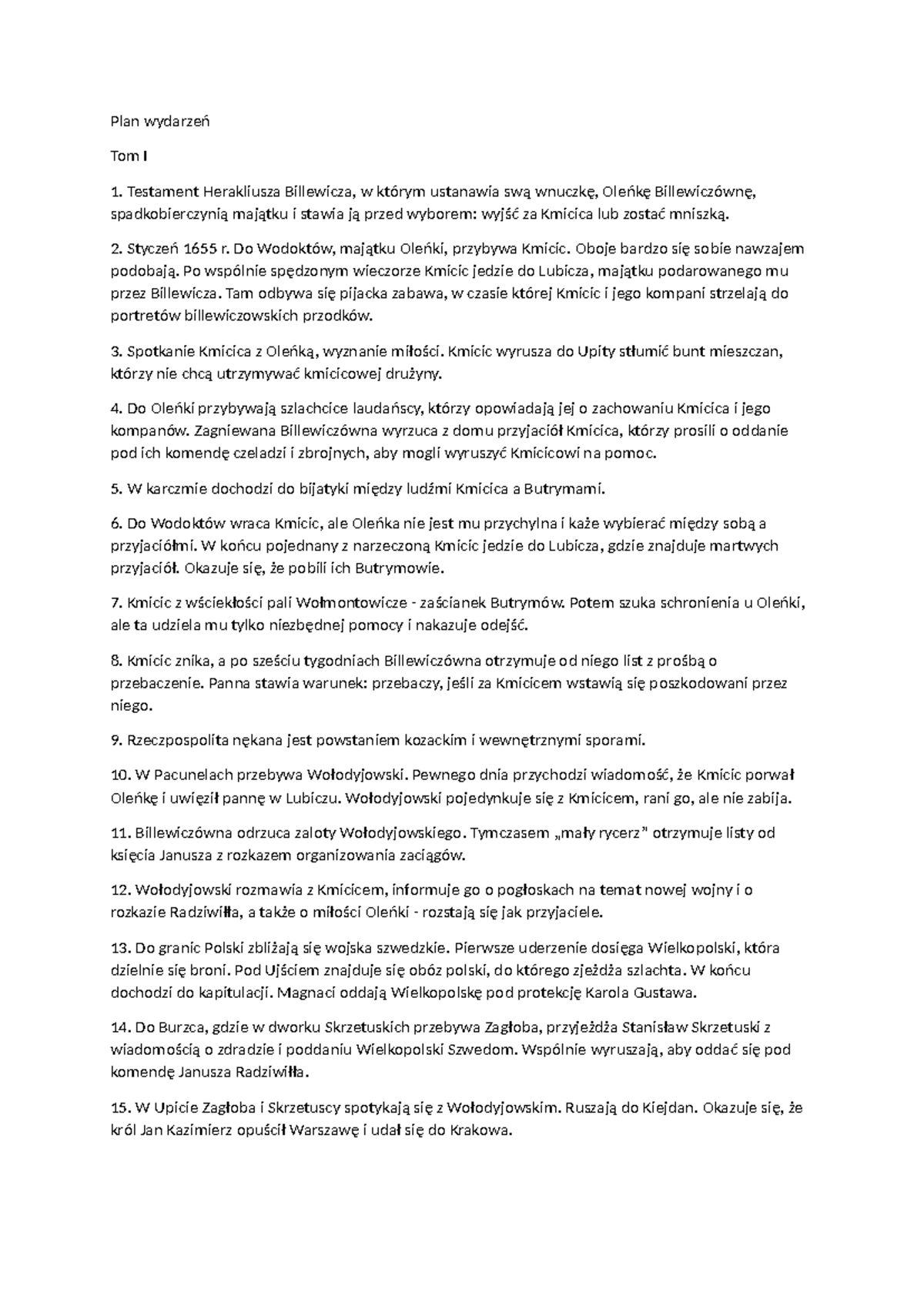 Plan wydarzeń-potop - ..... - Plan wydarzeń Tom I Testament Herakliusza ...