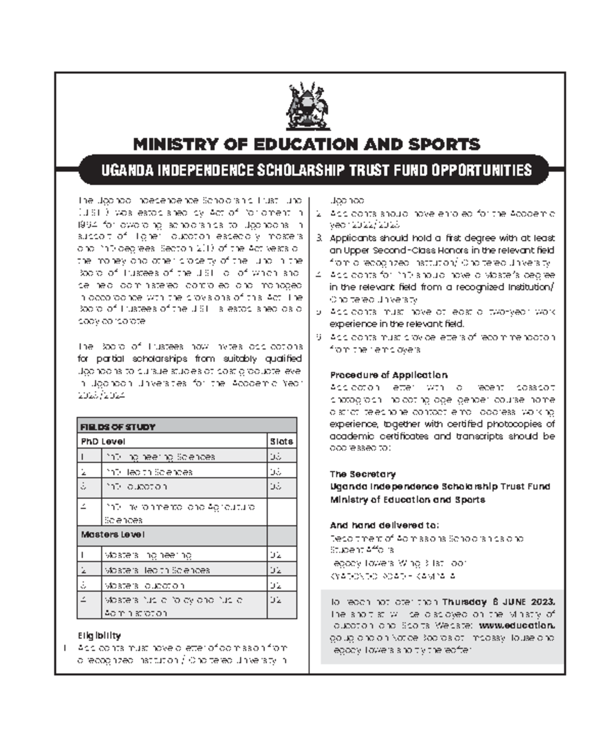 Mo Educ-qrt-3 - The Uganda Independence Scholarship Trust Fund (UISTF ...