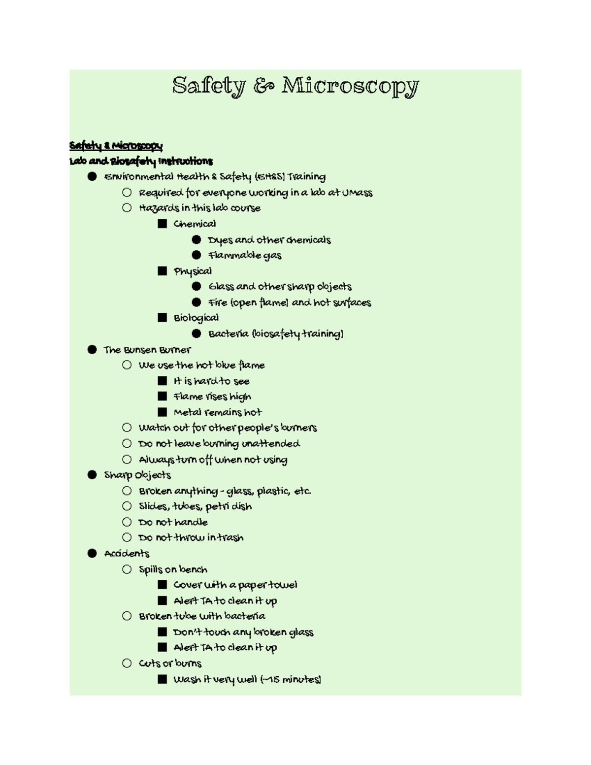 Safety Microscopy - Lecture notes - Safety & Microscopy Safety ...