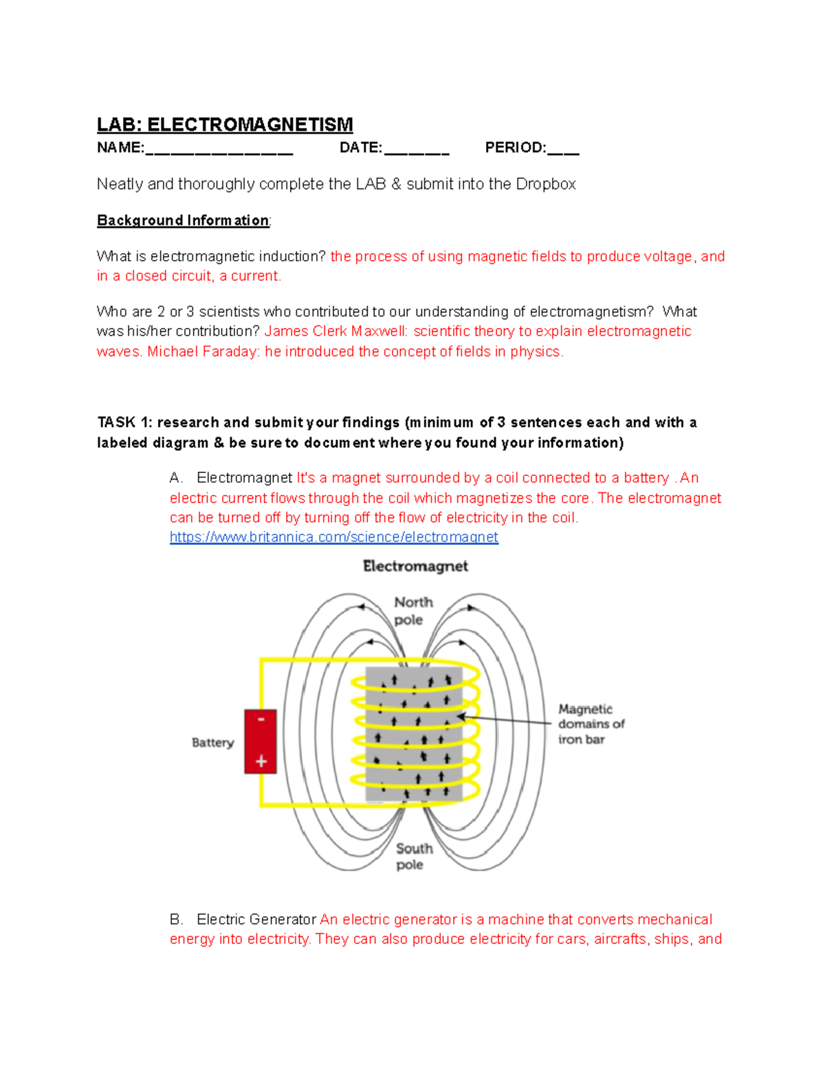 Copy of LAB: Electromagnetism - LAB: ELECTROMAGNETISM NAME ...