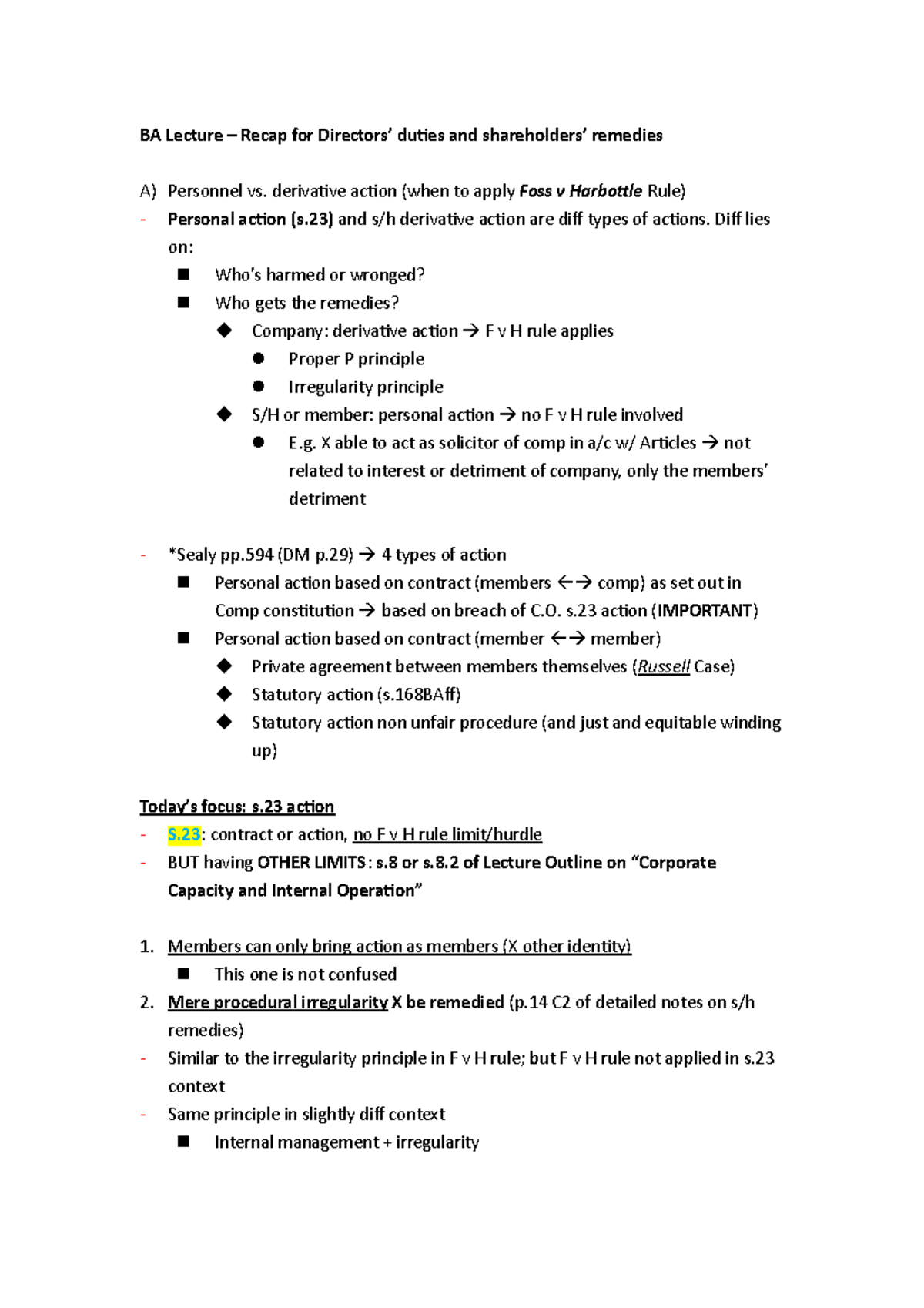 BA Lecture - Recap for DD and SH Remedies - BA Lecture – Recap for ...