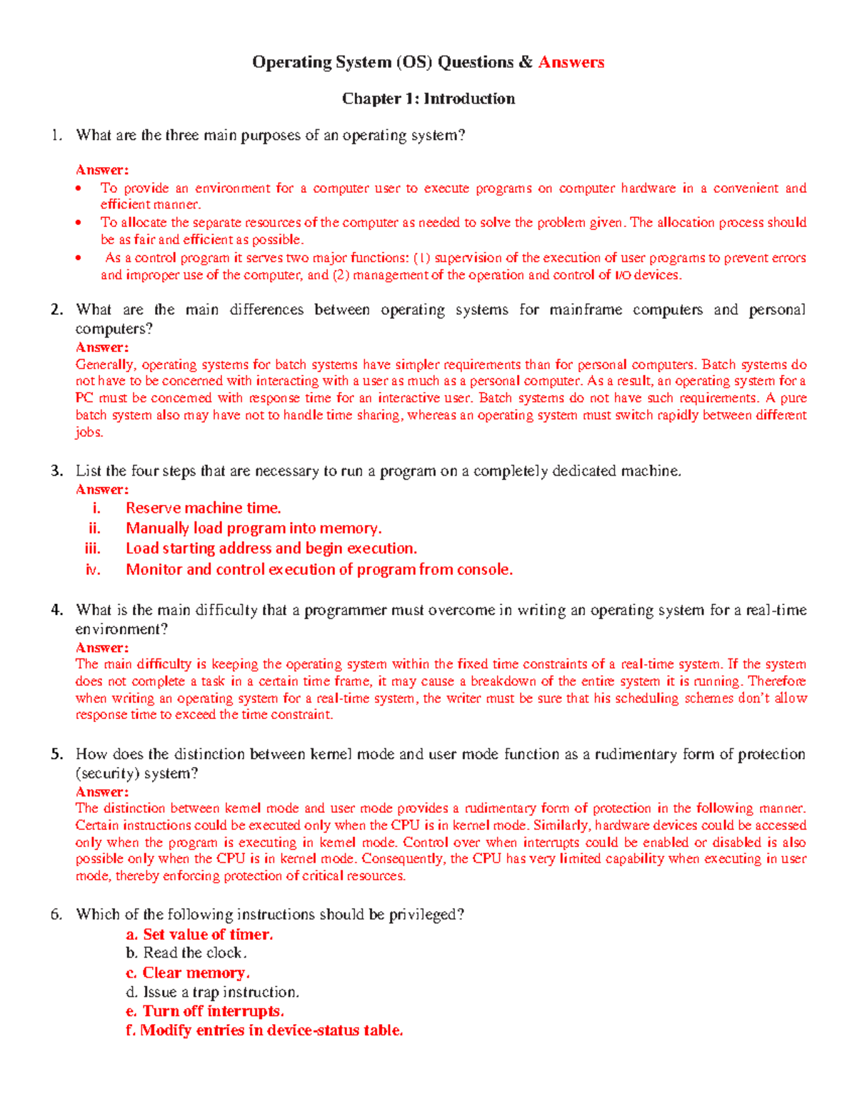 Operating System OS Questions and Answer - Operating System (OS ...