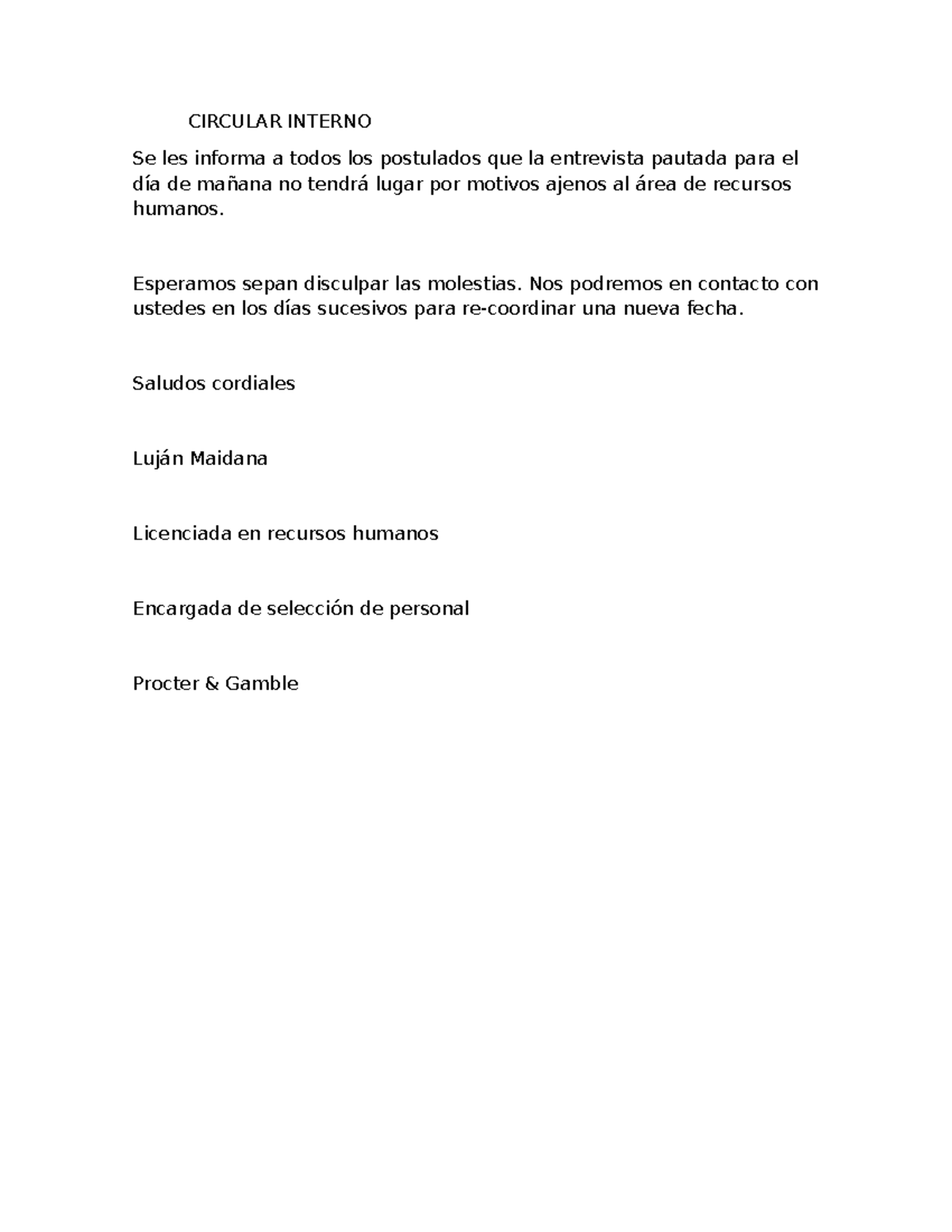 Circular interna y carta comercial - Comunicación y Redacción ...