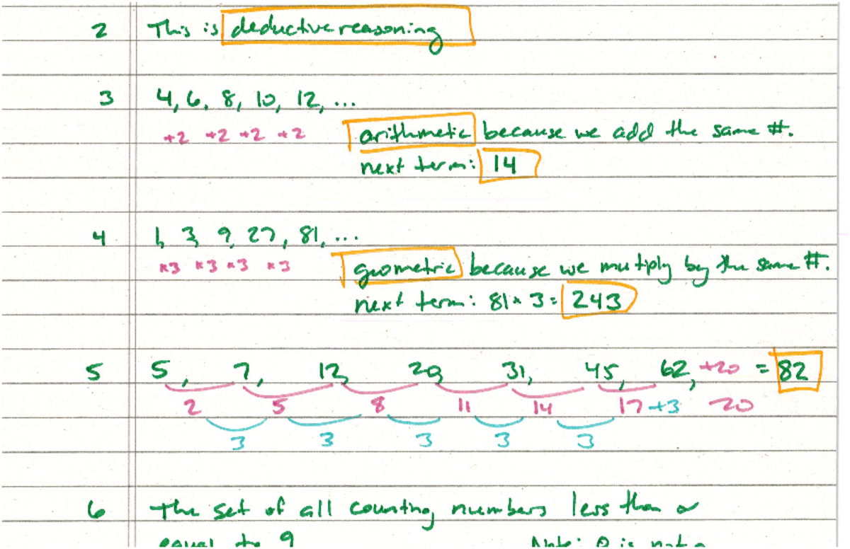 1304 test 1 review solutions - 2 This is deductive reasoning 3 4,6,8,10 ...