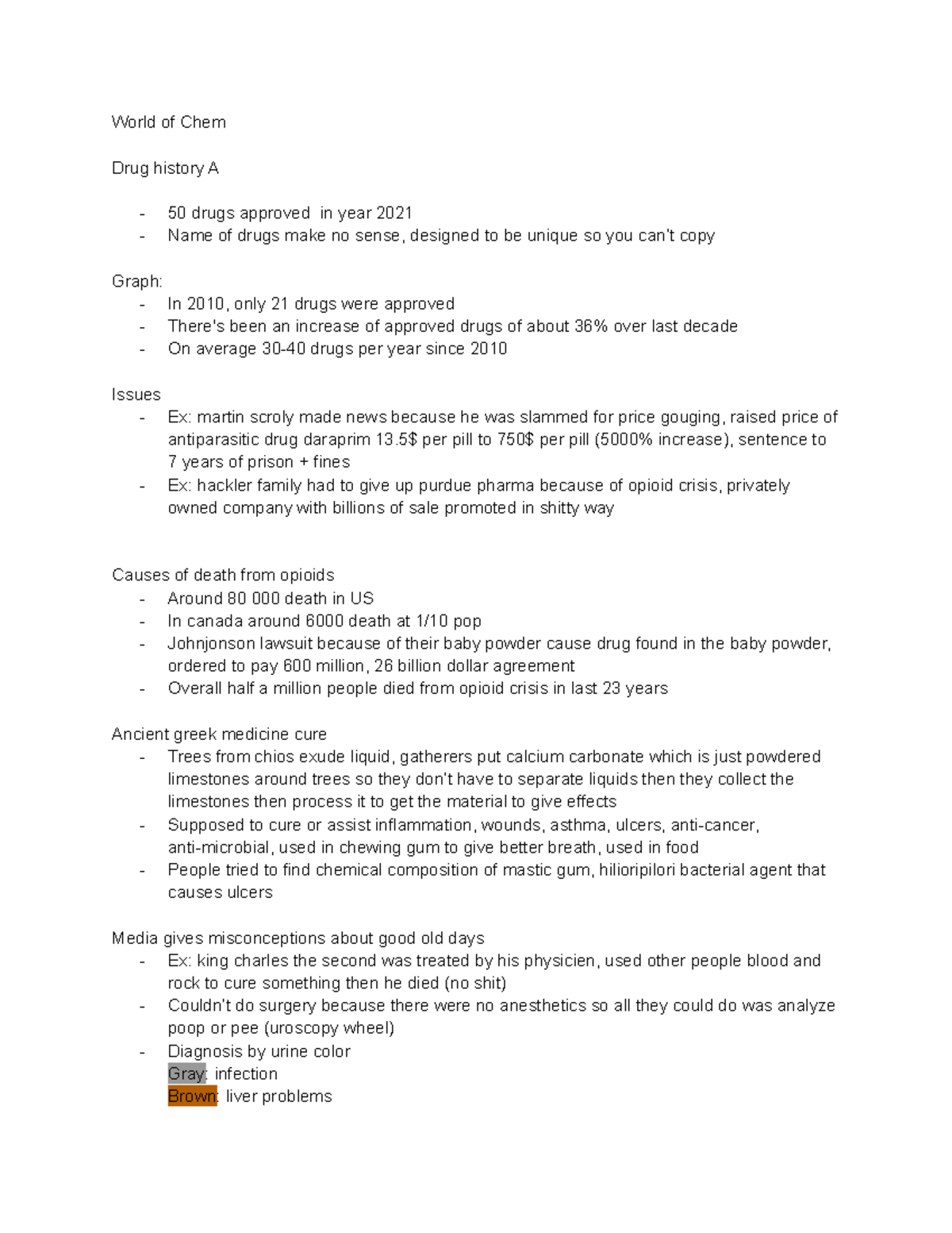 World of chem notes - World of Chem Drug history A 50 drugs approved in ...