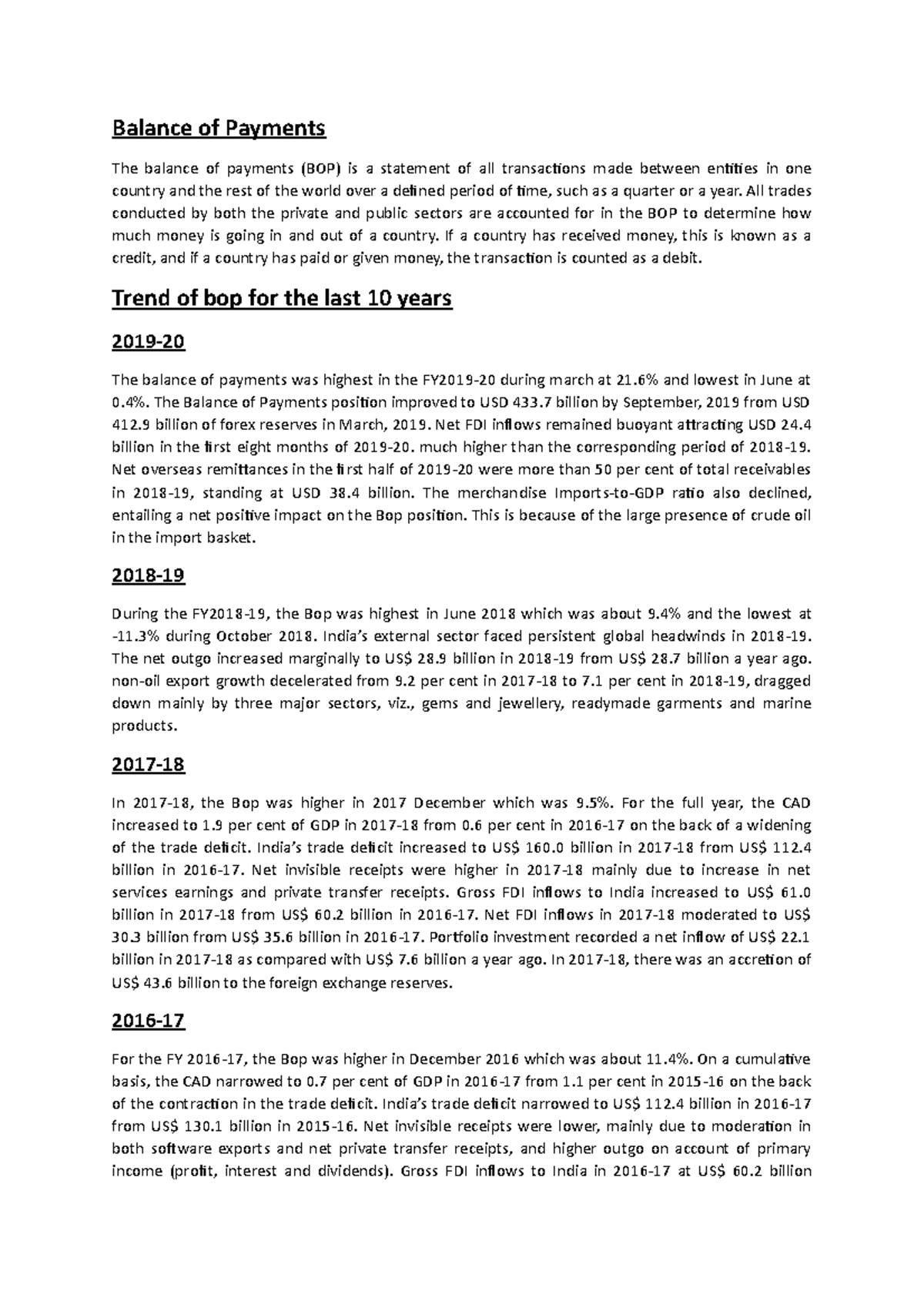 Bop - Balance of Payments The balance of payments (BOP) is a statement ...