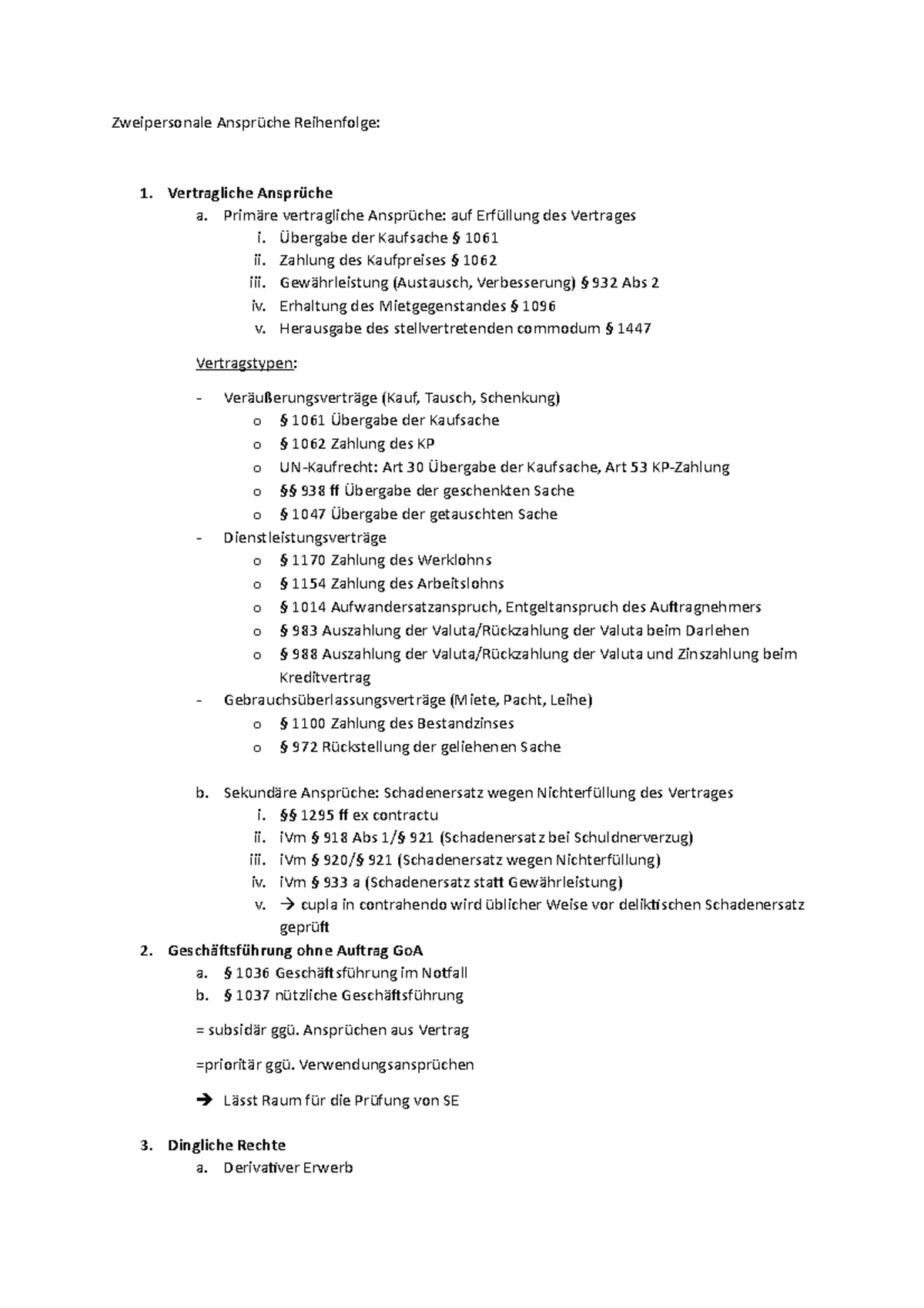 Zweipersonale Ansprüche Reihenfolge - Zweipersonale Ansprüche ...