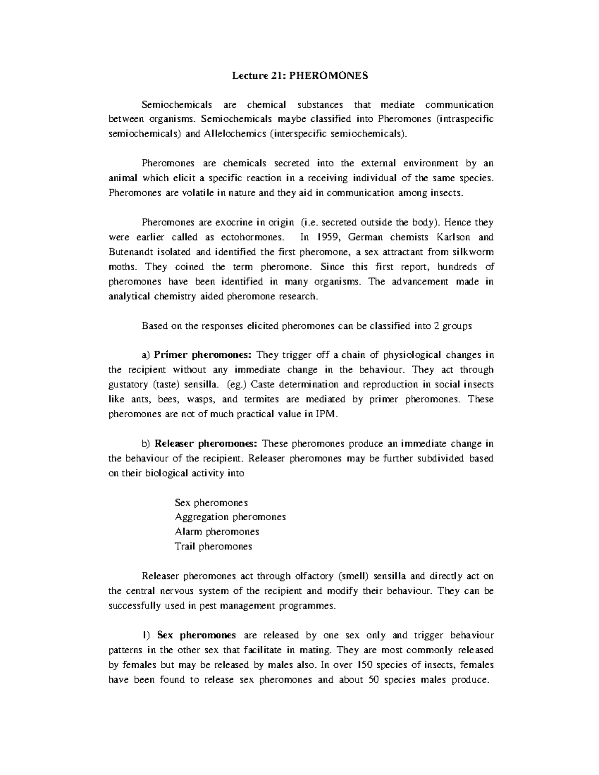 Respiratory system In Human - Lecture 21: PHEROMONES Semiochemicals are ...