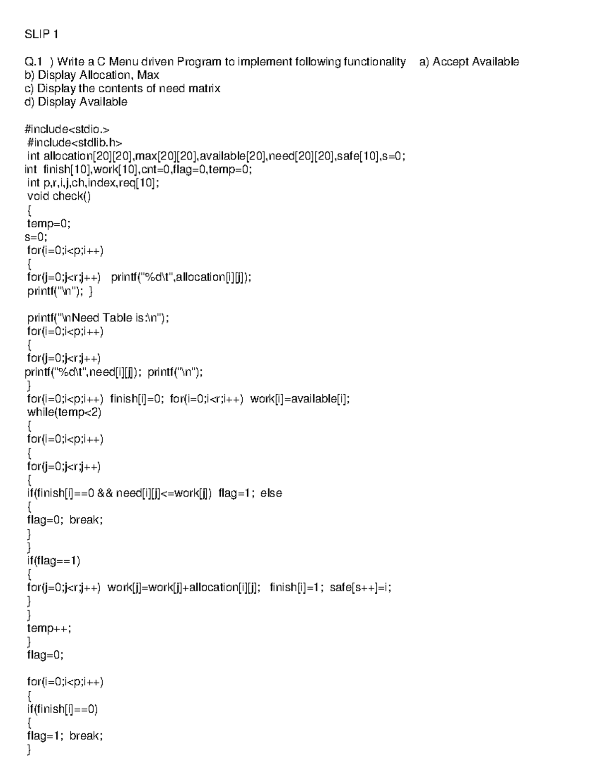 Sodapdf-converted - SLIP 1 Q ) Write a C Menu driven Program to implement following ...