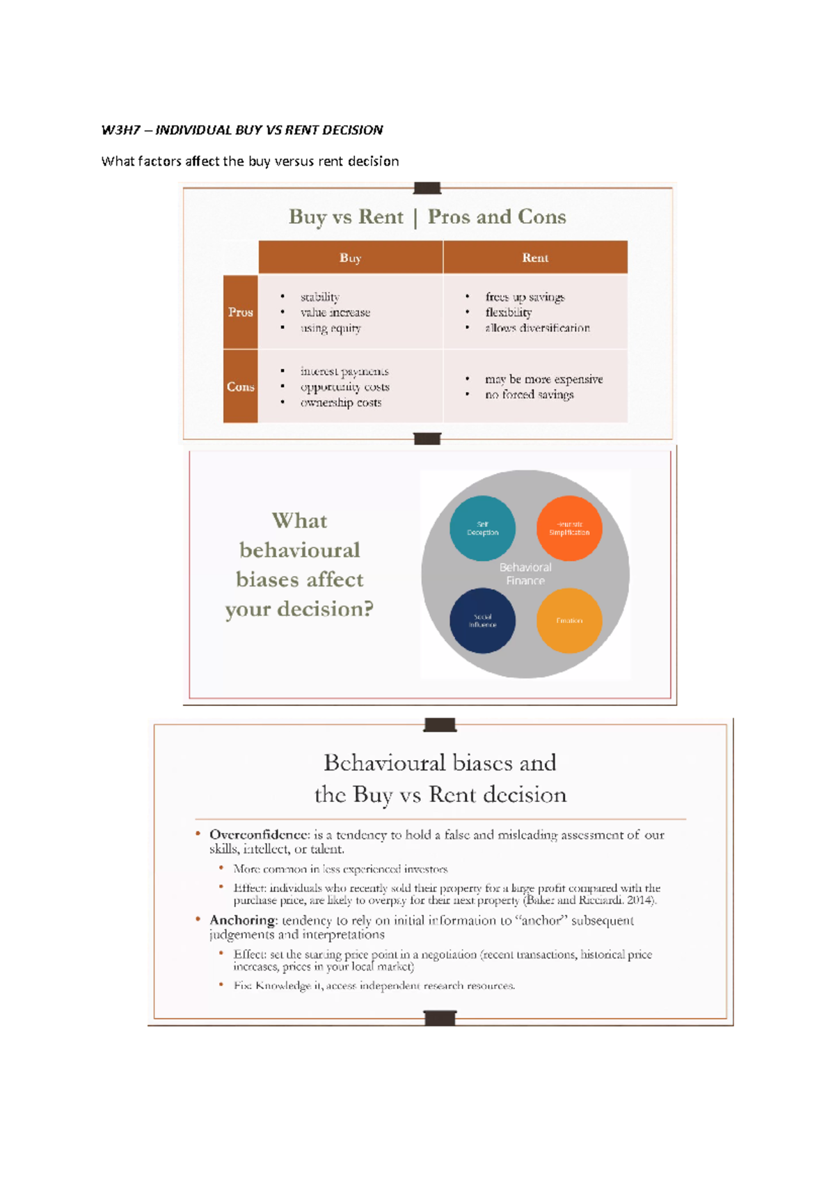 WEEK3 - 022515 - W3H7 – INDIVIDUAL BUY VS RENT DECISION What factors ...