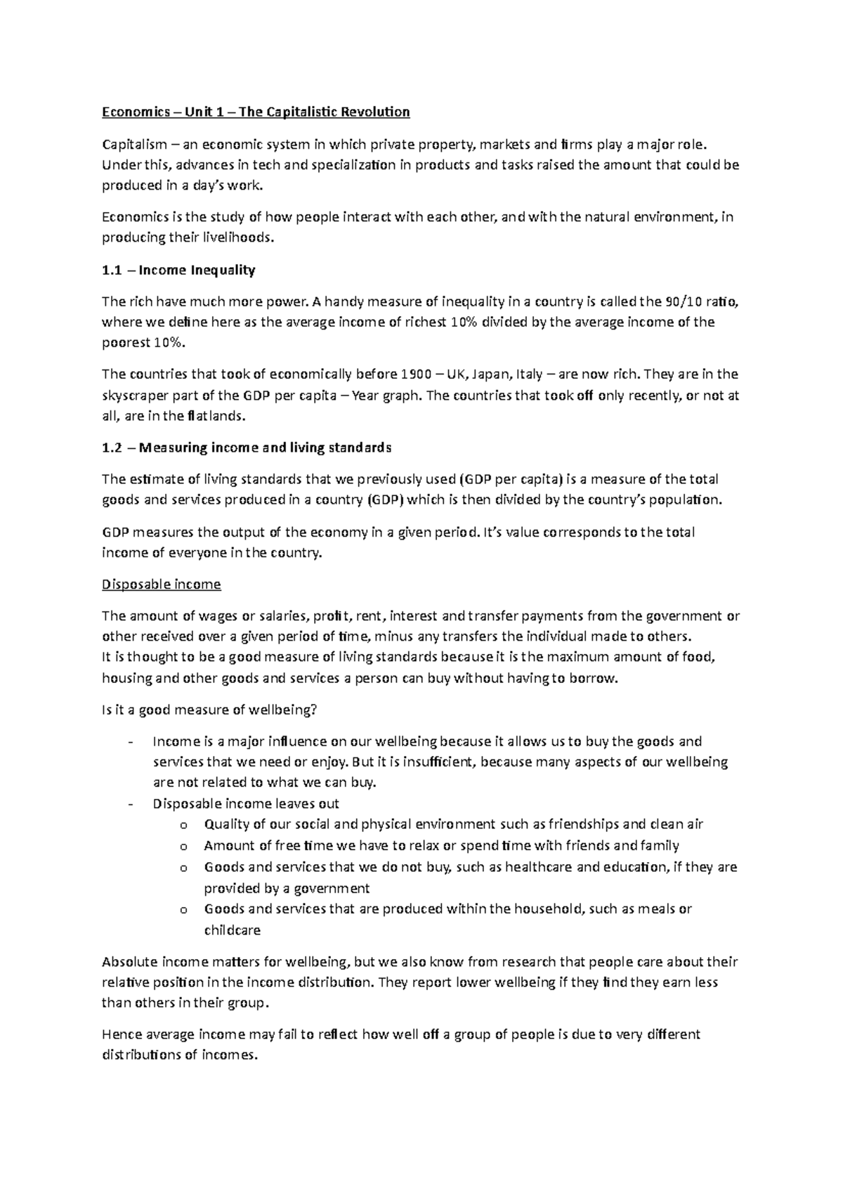 Core Econ Unit 1 Notes - Economics – Unit 1 – The Capitalistic ...