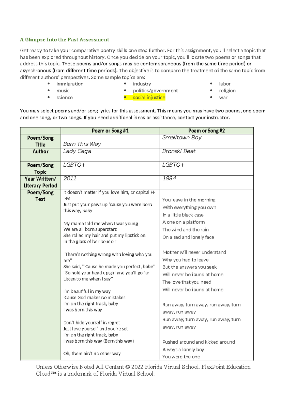 A glimpse into the past - A Glimpse Into the Past Assessment Get ready ...