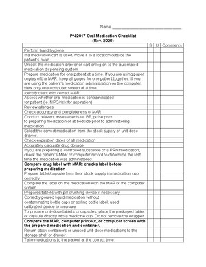 Sterile Tray Gloves Dressing Change Checklist - Name ...