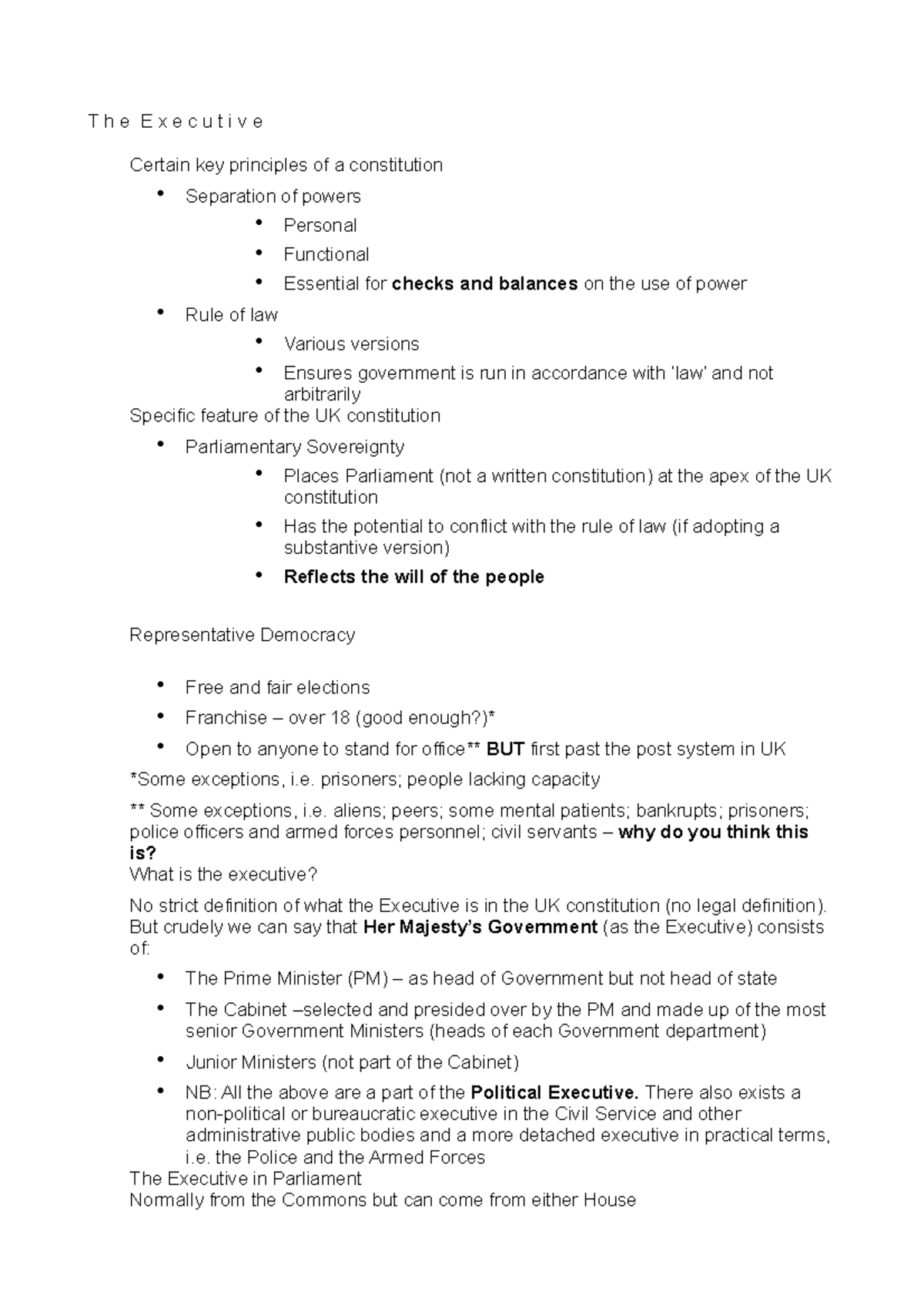 The executive - T h e E x e c u t i v e Certain key principles of a ...