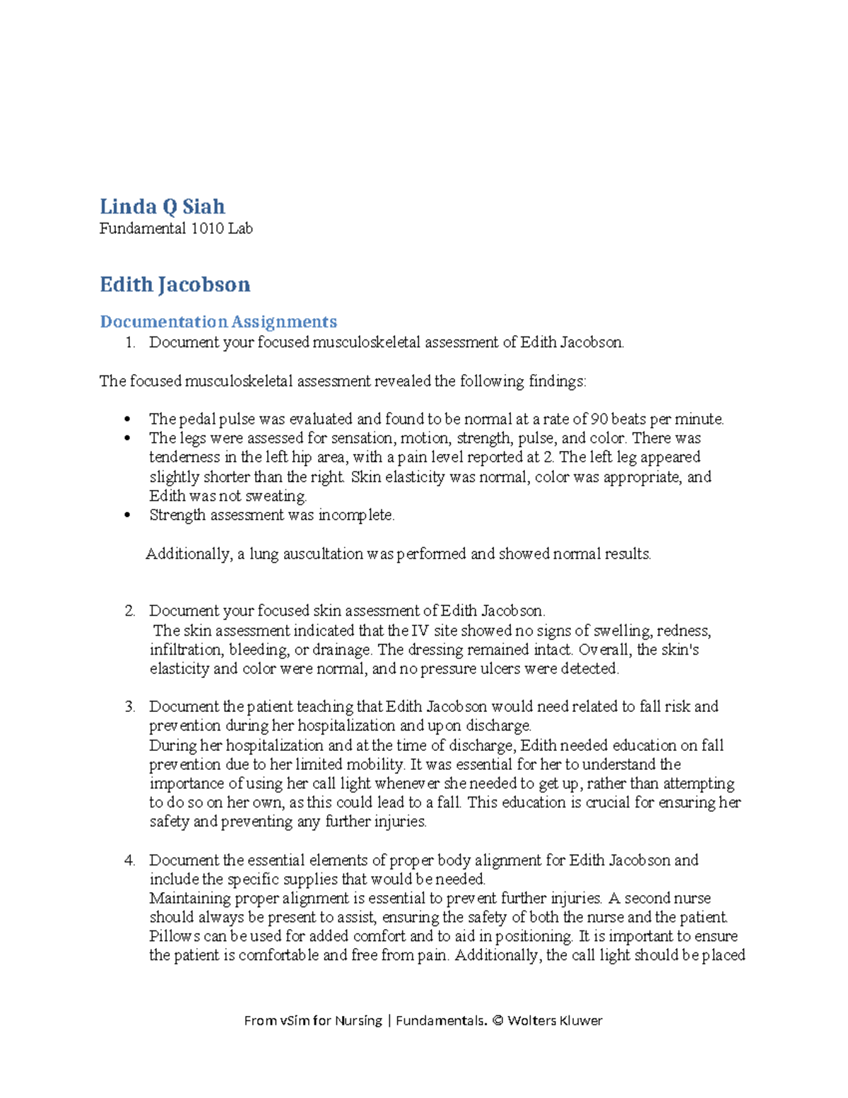 Fall v Sim - Vsim Assignment - Linda Q Siah Fundamental 1010 Lab Edith ...