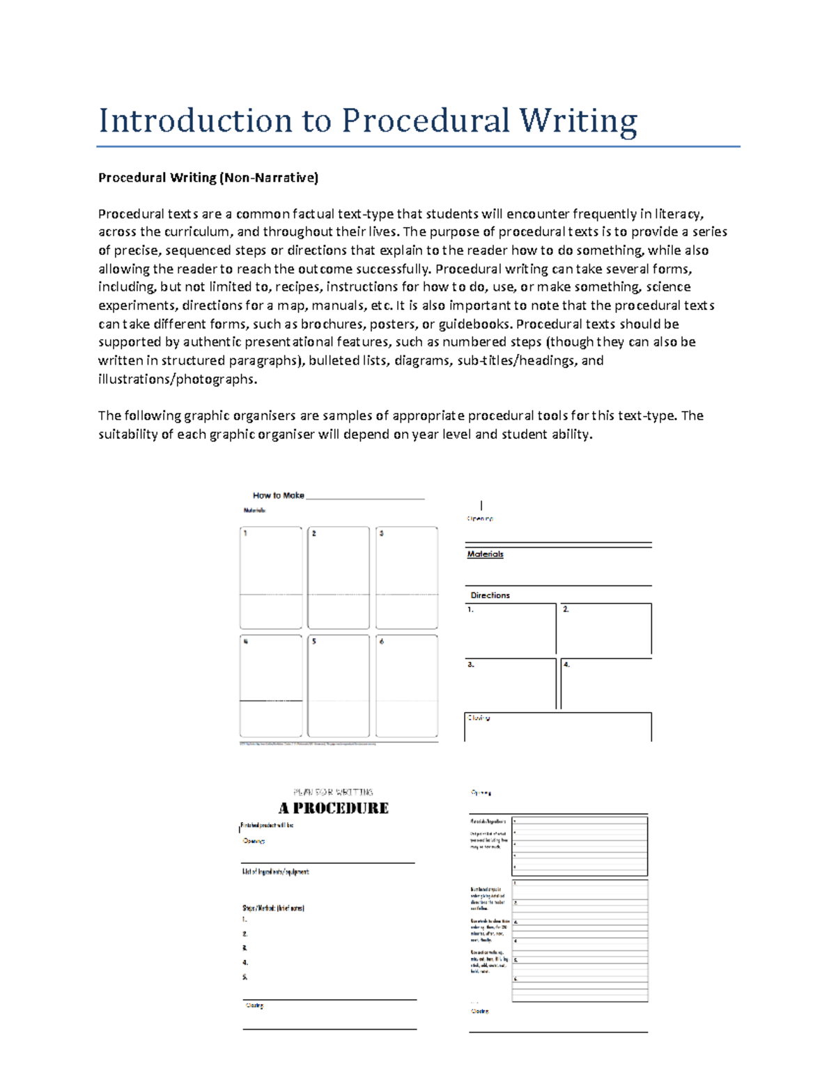 Procedural Exemplar Final - Introduction to Procedural Writing ...