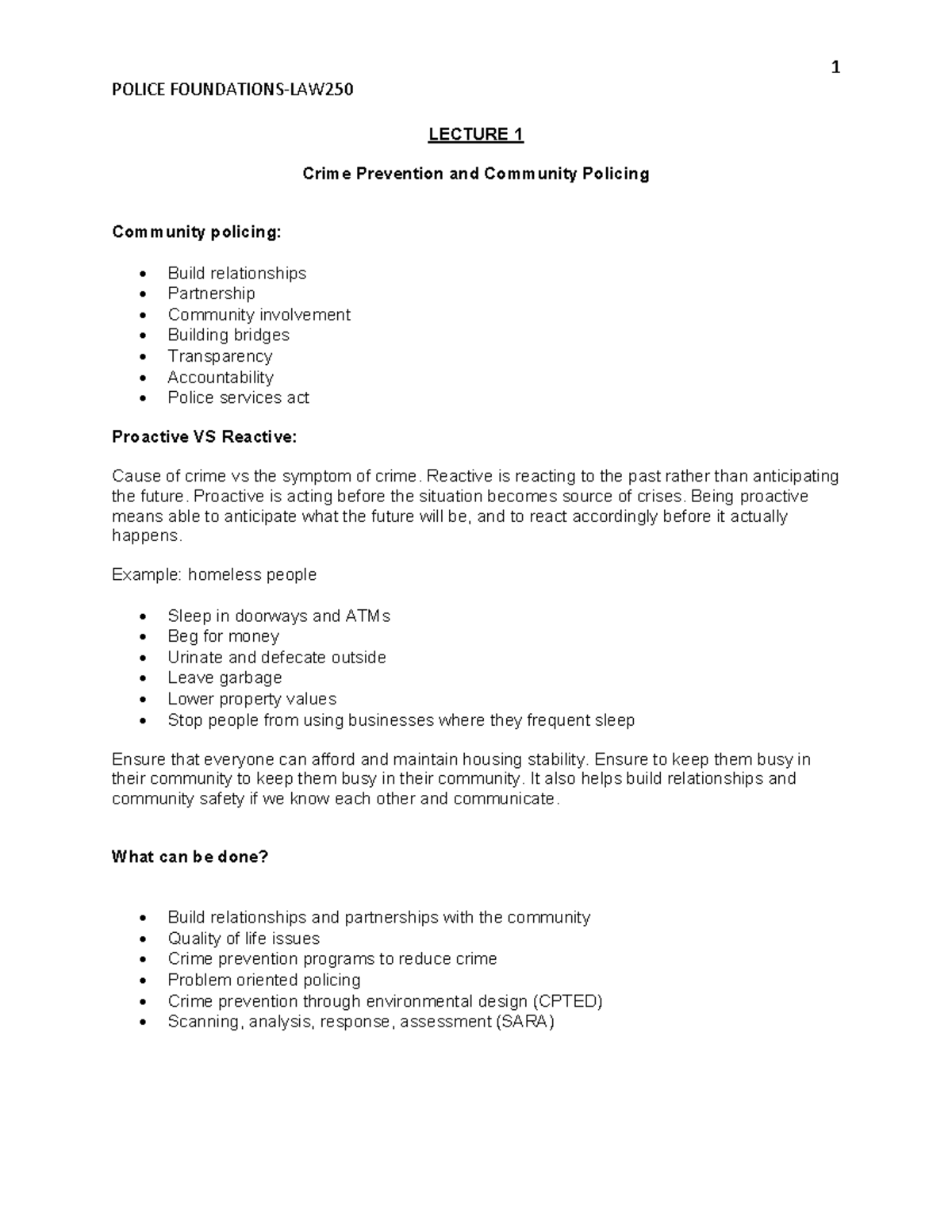 Crime Prevention and Community Policing Lecture Notes - 1 POLICE ...