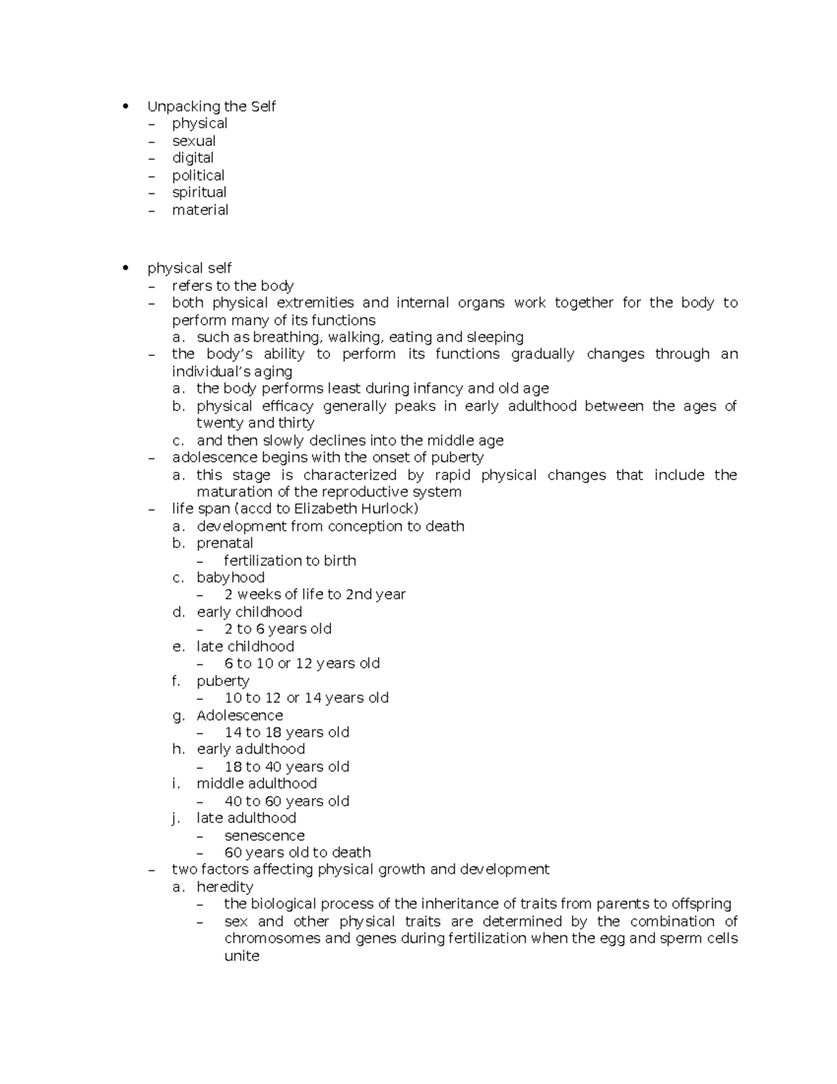 Understanding the Self - Unpacking the Self - physical - sexual - digital - political ...