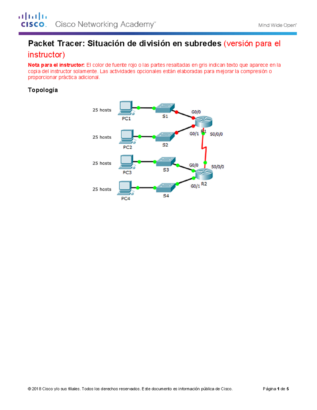 8.1.4.7 Packet Tracer - Subnetting Scenario - ILM - Packet Tracer: Situación de división en ...