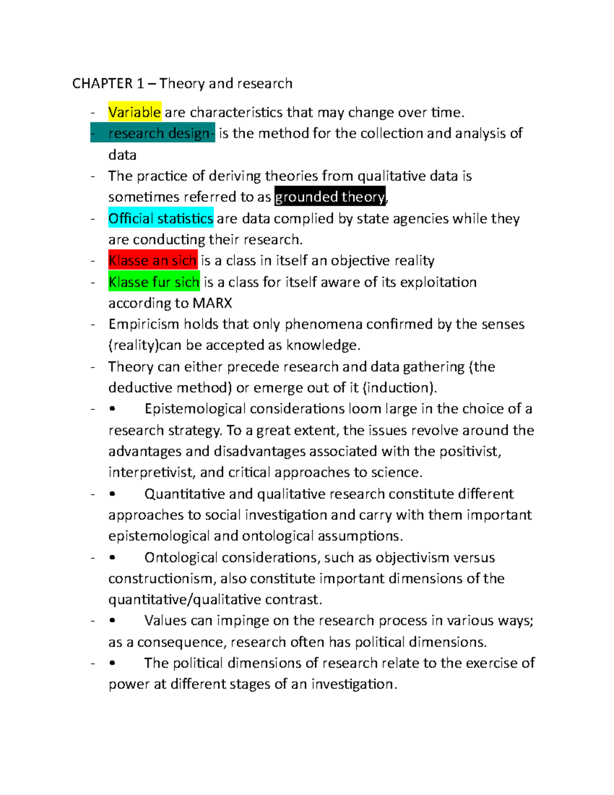 Reading notes from textbook - CHAPTER 1 – Theory and research Variable ...