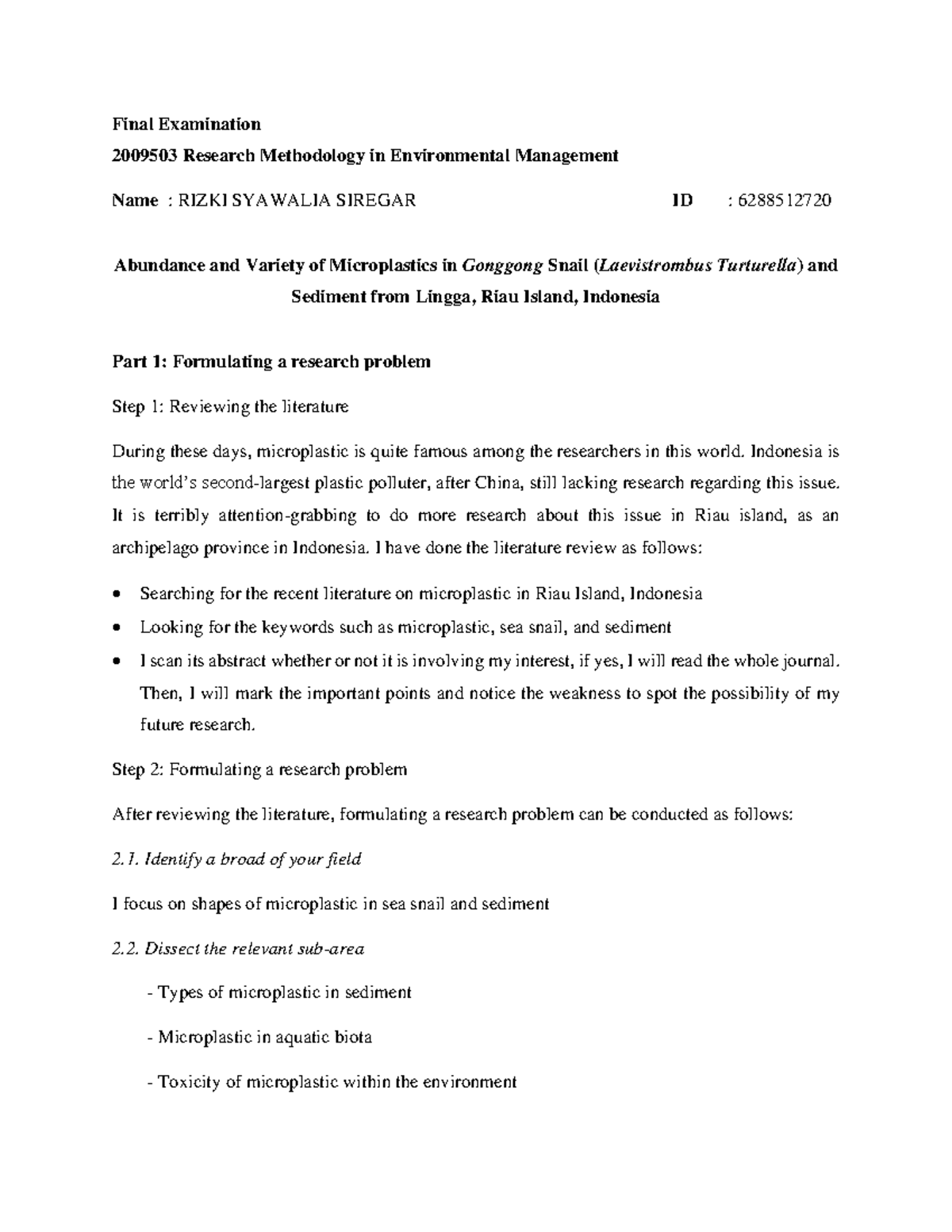 Step by step - Mini project - Final Examination 2009503 Research ...