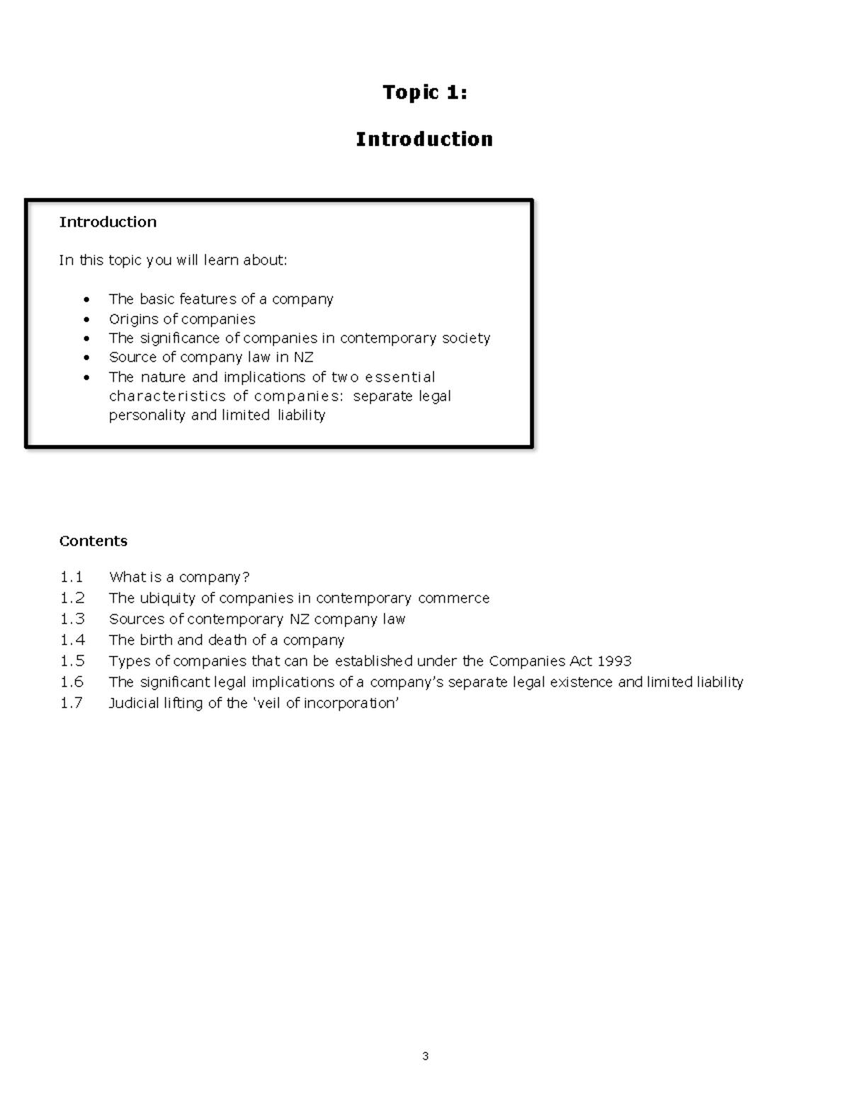 Topic 1 Coursebook Comlaw 203 - Topic 1: Introduction Introduction In ...