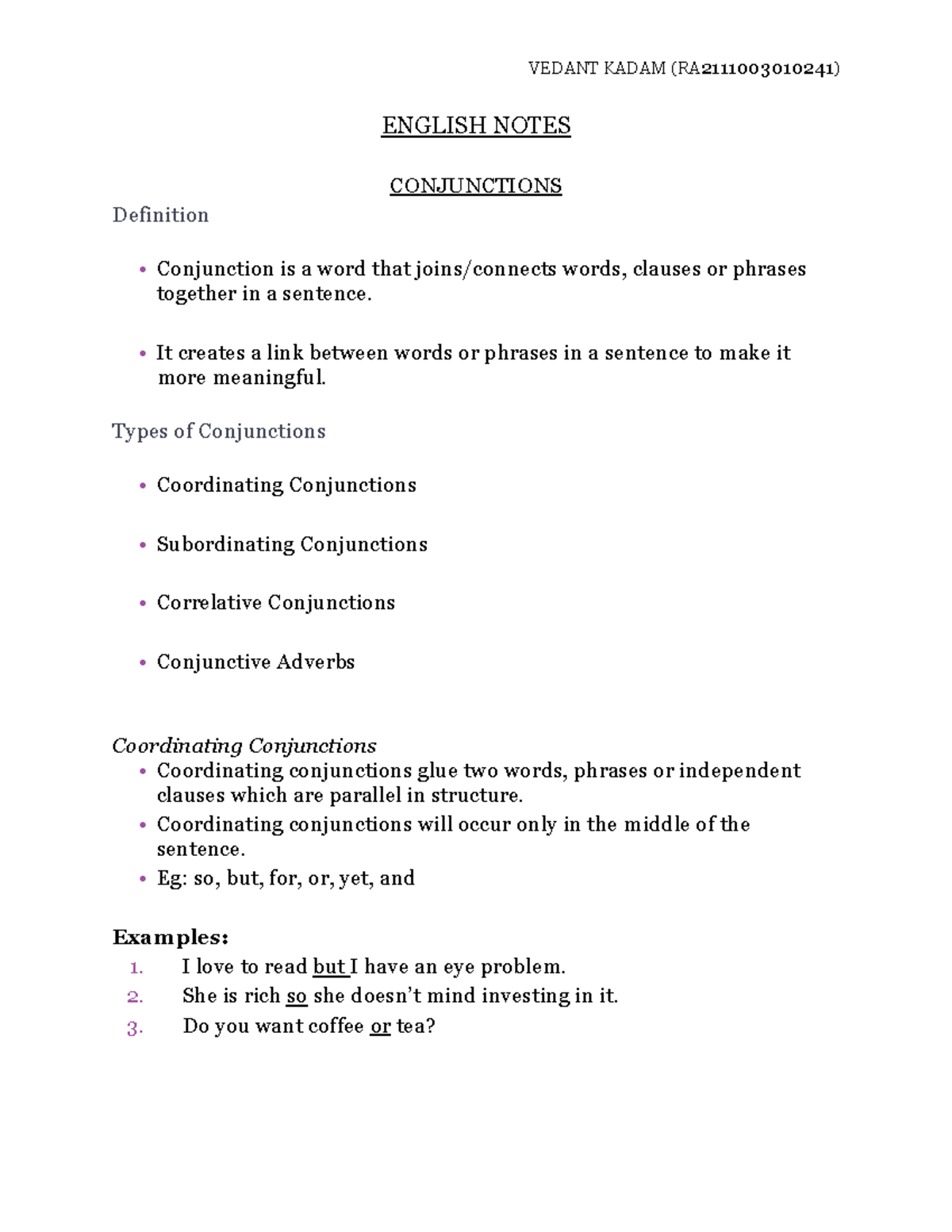English notes (Topic 3) - VEDANT KADAM (RA 2111003010241 ) ENGLISH ...