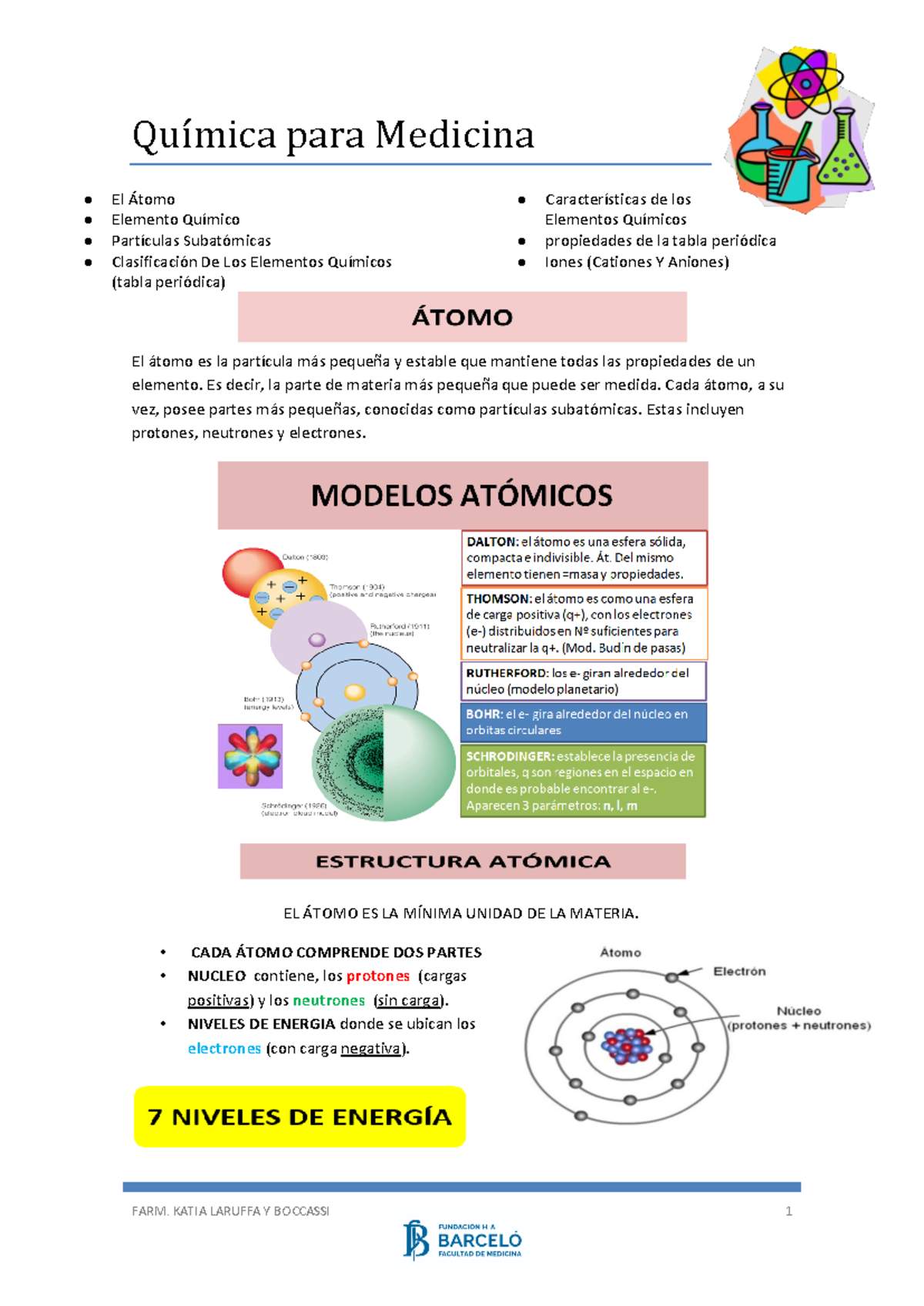Resumen. Atomo y propiedades de la tabla periodica - Química para ...
