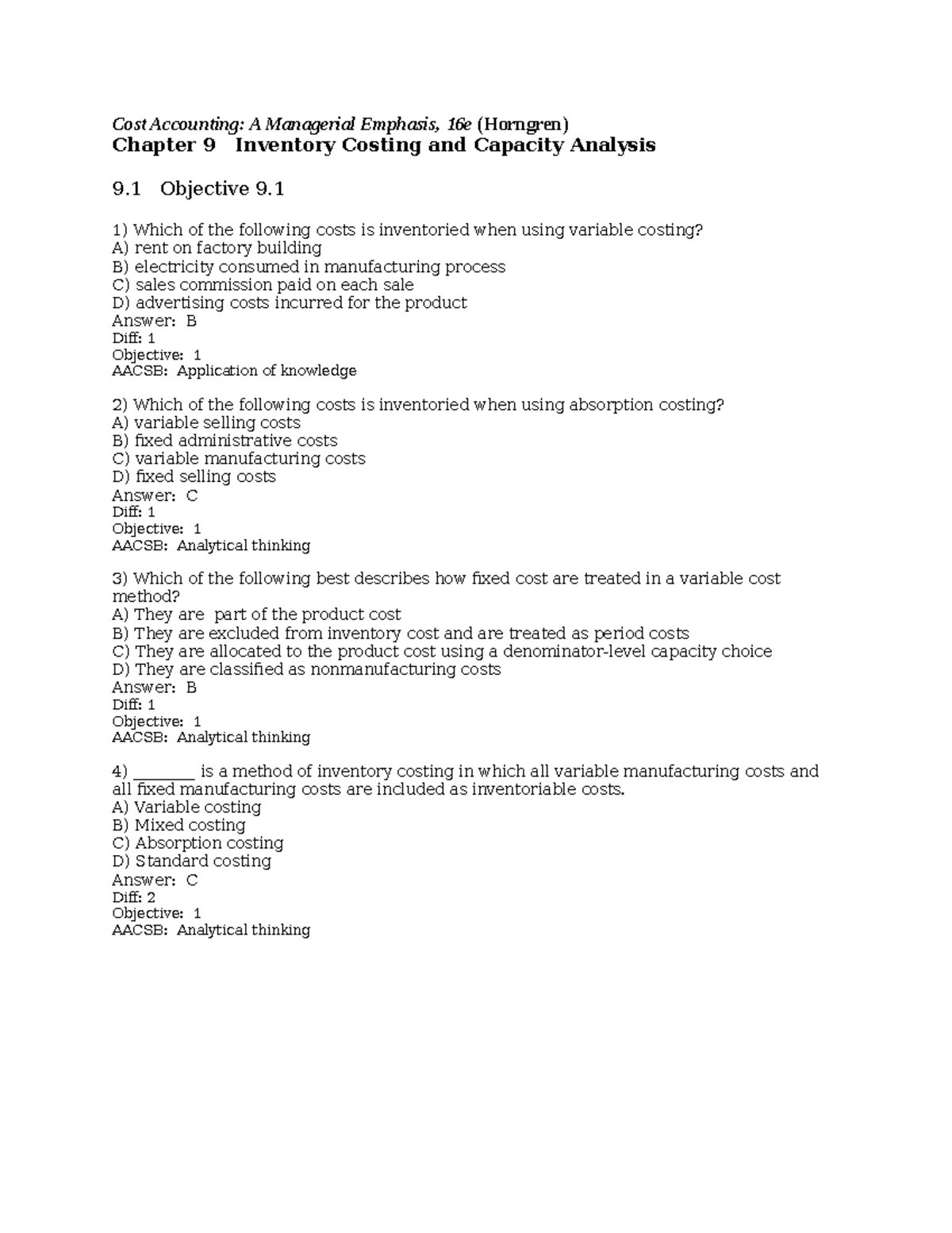 Chapter 9 - Test bank on financial accounting and reporting - Cost ...