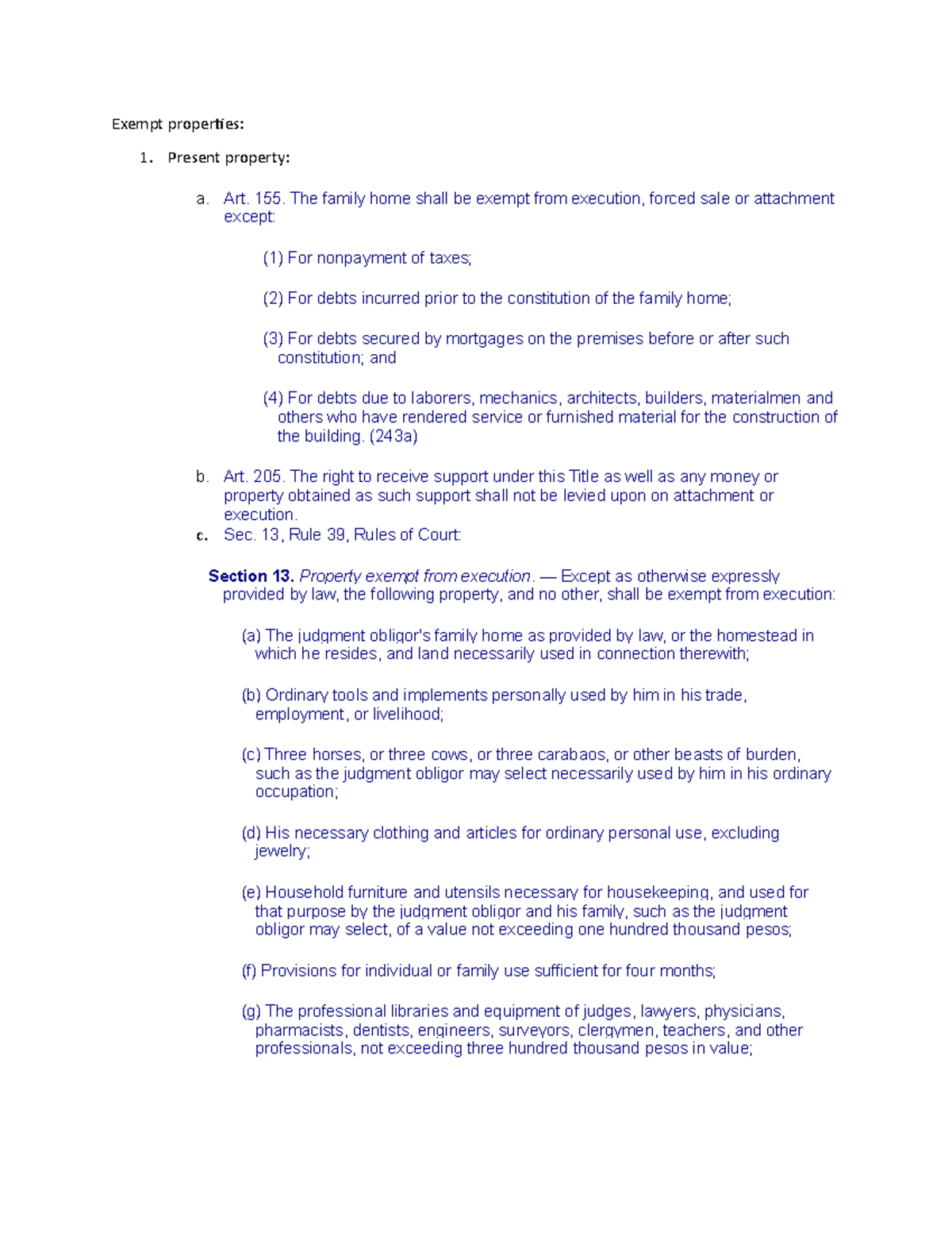 Exempt properties - credit. notes and notes. - Exempt properties ...