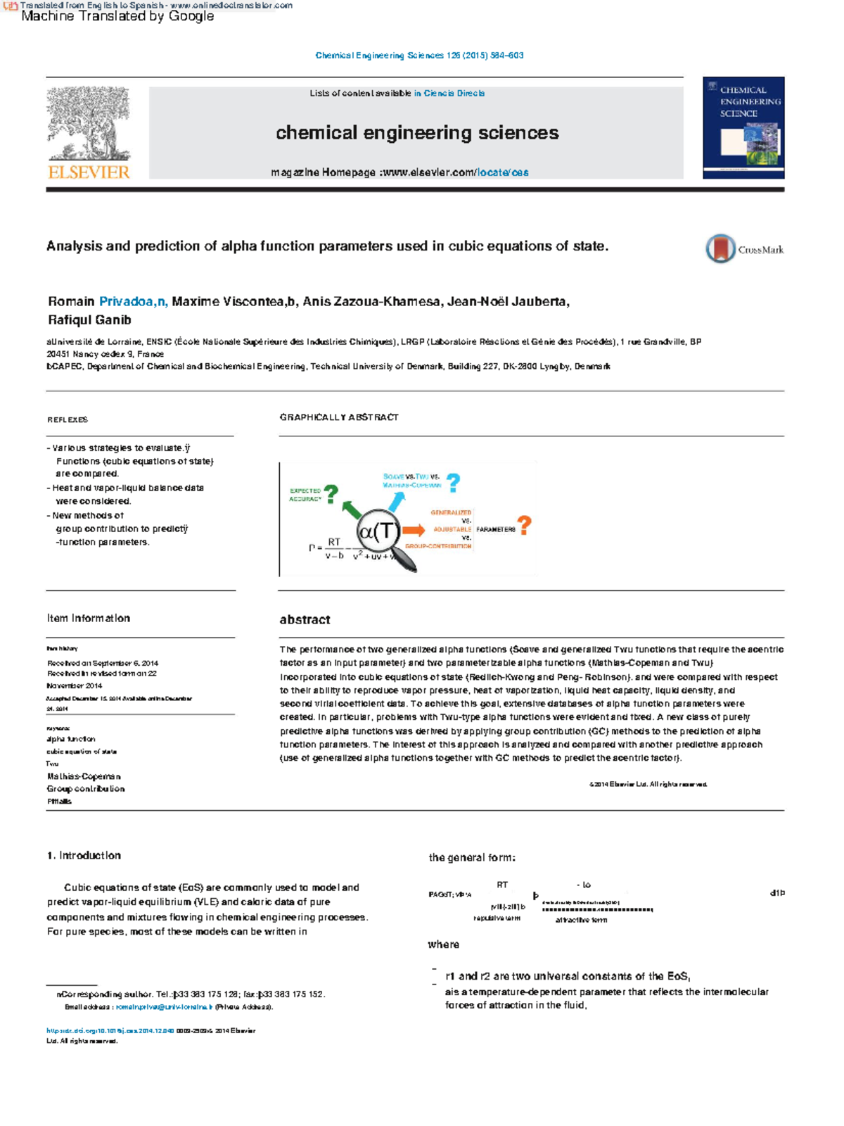Analysis and prediction of the alpha-function parameters used in cubic ...