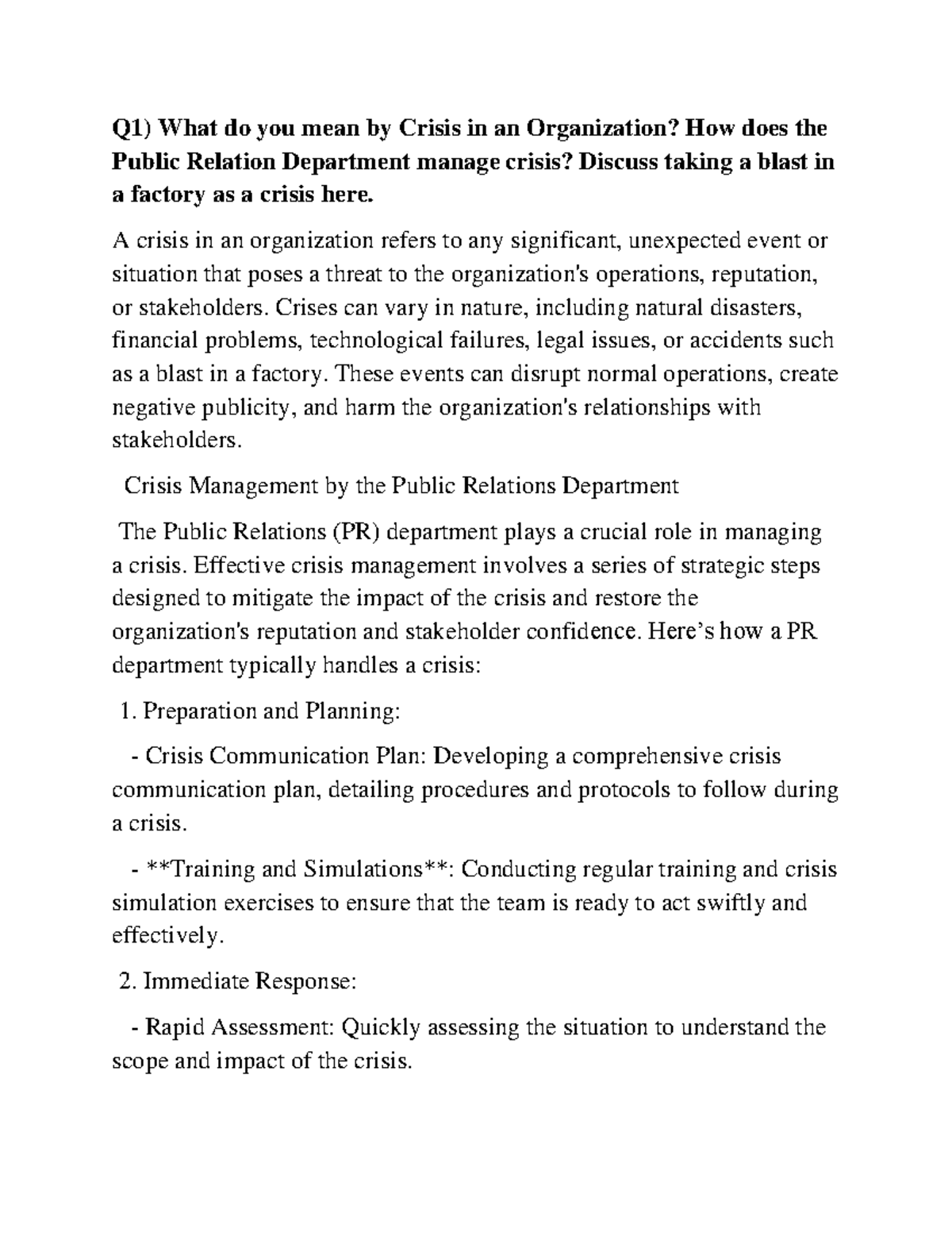 CC-14 Question Paper Solve 2021 - Q1) What do you mean by Crisis in an ...
